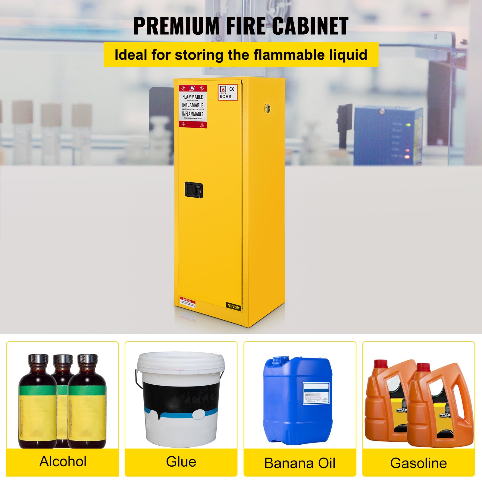 Safety Cabinet for Flammable Liquids Single door and Manual Close ...