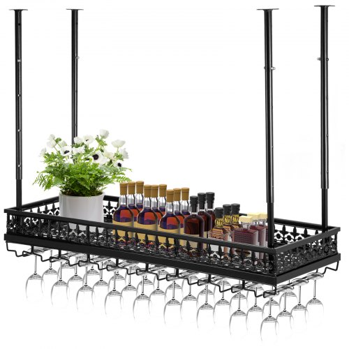 VEVOR Ceiling Wine Glass Rack, 35.8 x 13 inch Hanging Wine Glass Rack ...