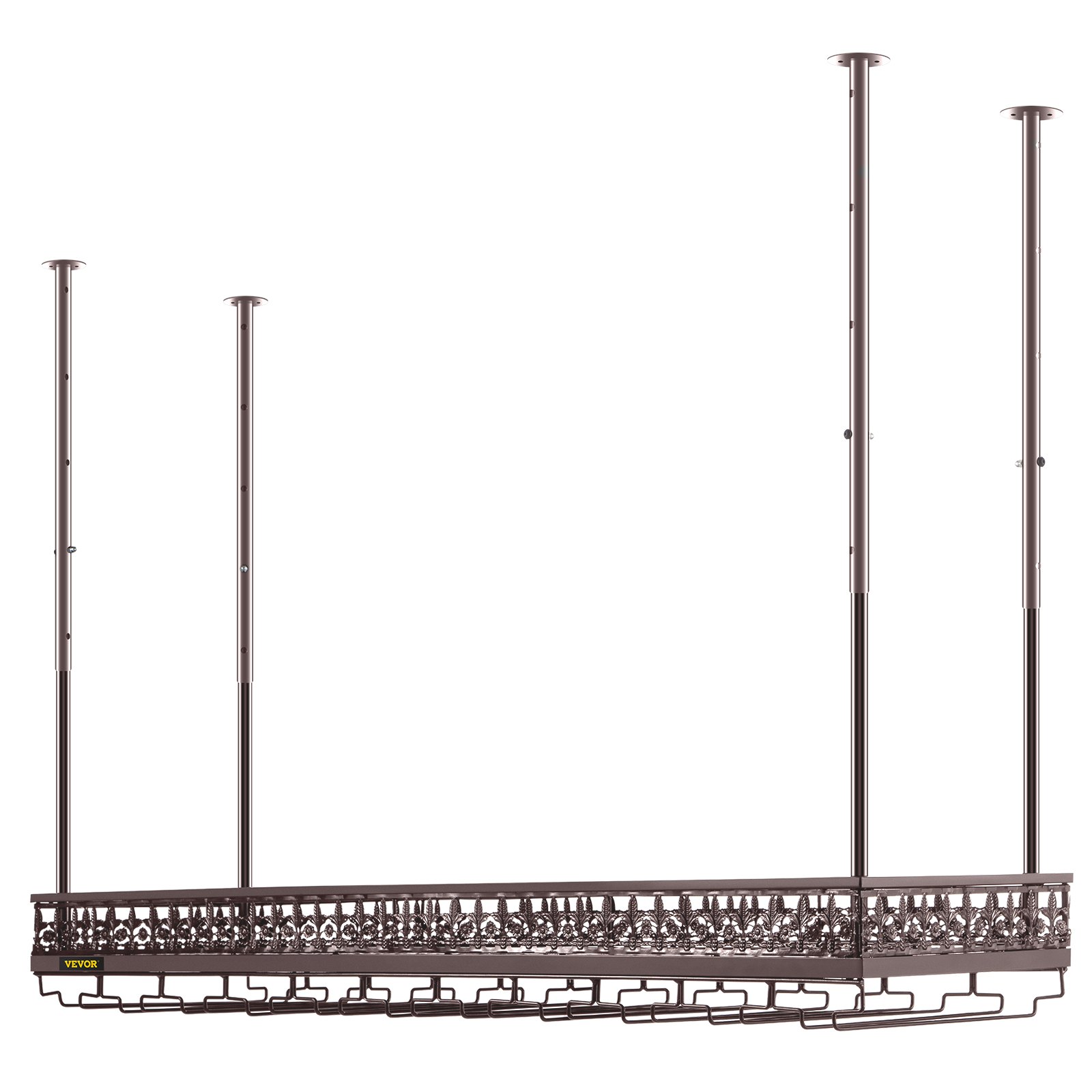 VEVOR Ceiling Wine Glass Rack, 46.9 x 13 inch Hanging Wine Glass Rack ...
