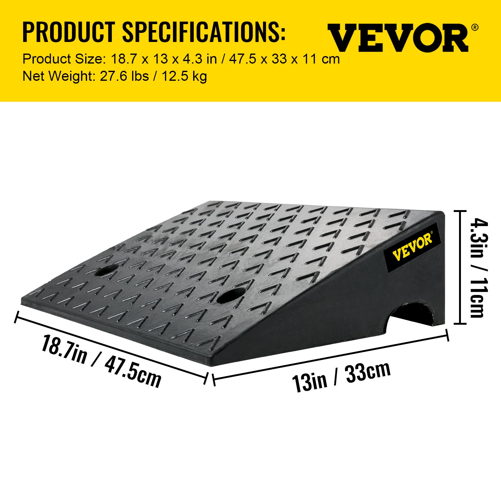 VEVOR Rubber Curb Ramp, 4.3" Rise Height 2 Pack, Heavy-Duty 6800 lbs/3 ...