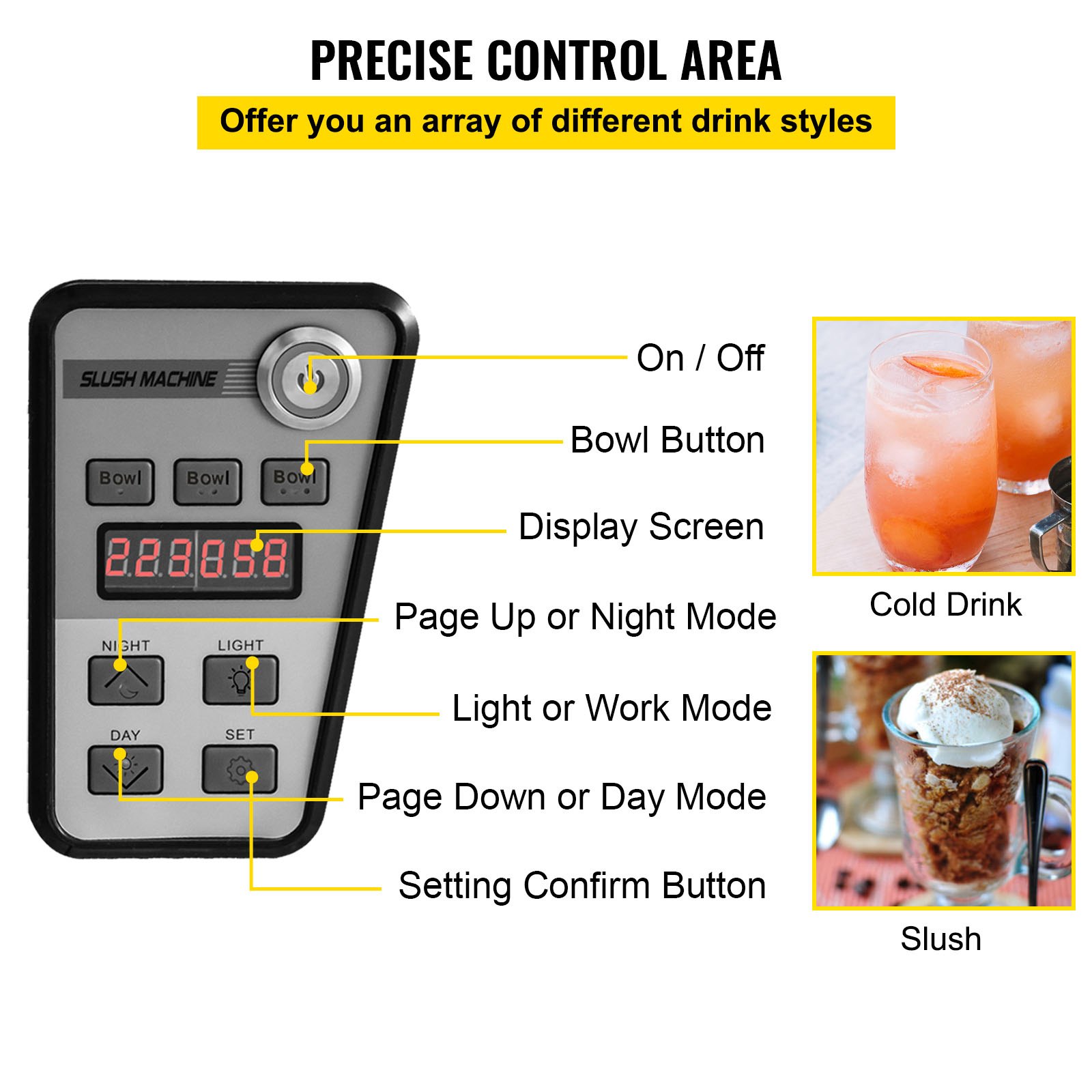 VEVOR Slush Frozen Drink Machine, 10L Tank, 600W Commercial Margarita ...