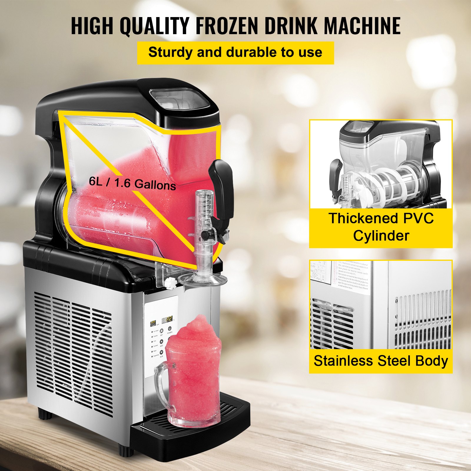VEVOR Slushie Machine 2 in 1 Commercial Slushy Machine 6L Temperature ...
