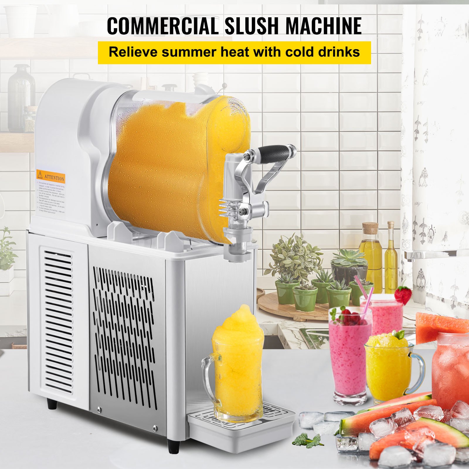 VEVOR Commercial Slushy Machine, 3L Single Bowl Slush Drink Maker, 330W ...