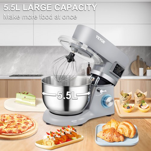 VEVOR Stand Mixer, 660W Electric Dough Mixer with 6 Speeds LCD Screen ...