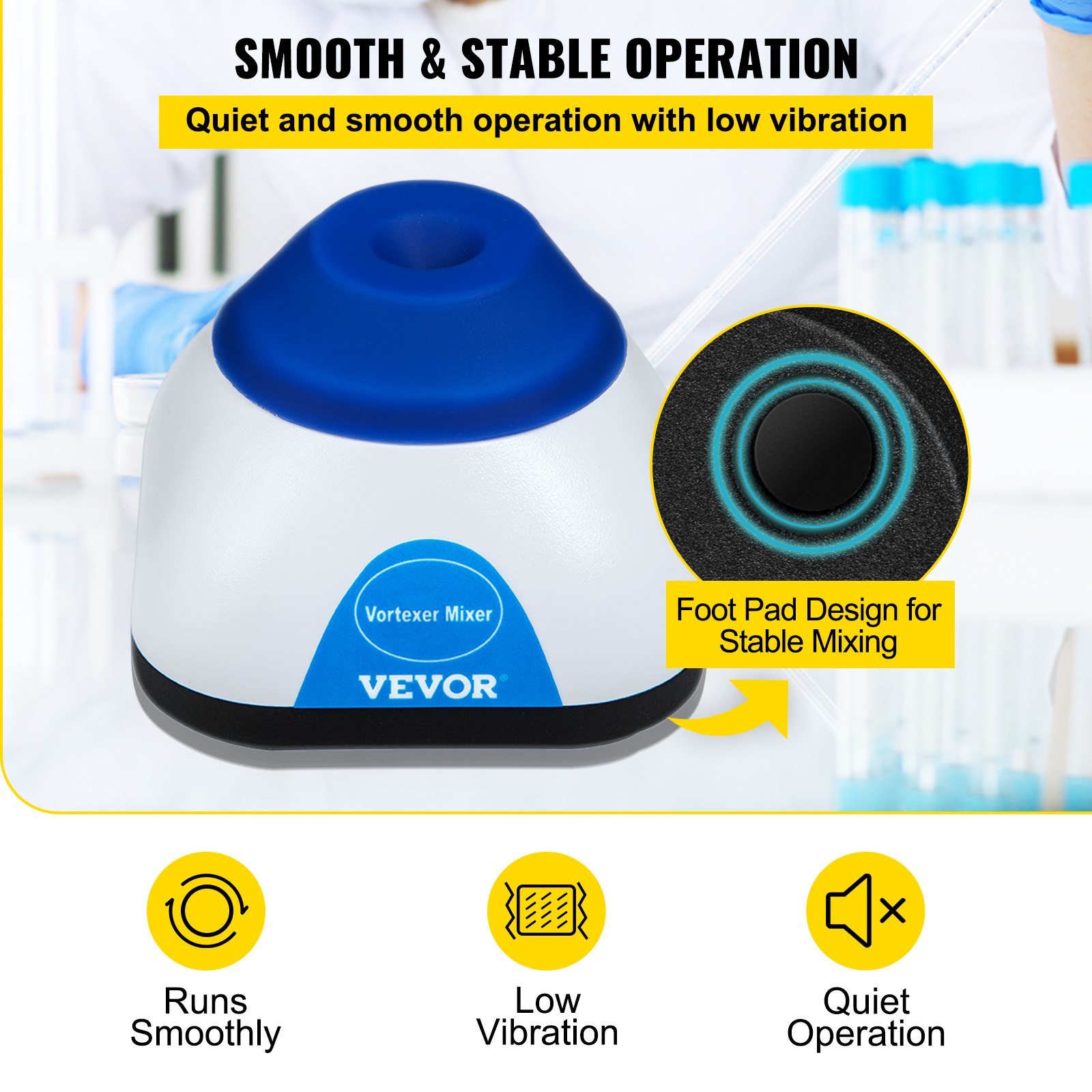 VEVOR Vortex Mixer, 3000RPM Mini Vortex Mixer Shaker, Touch Function ...