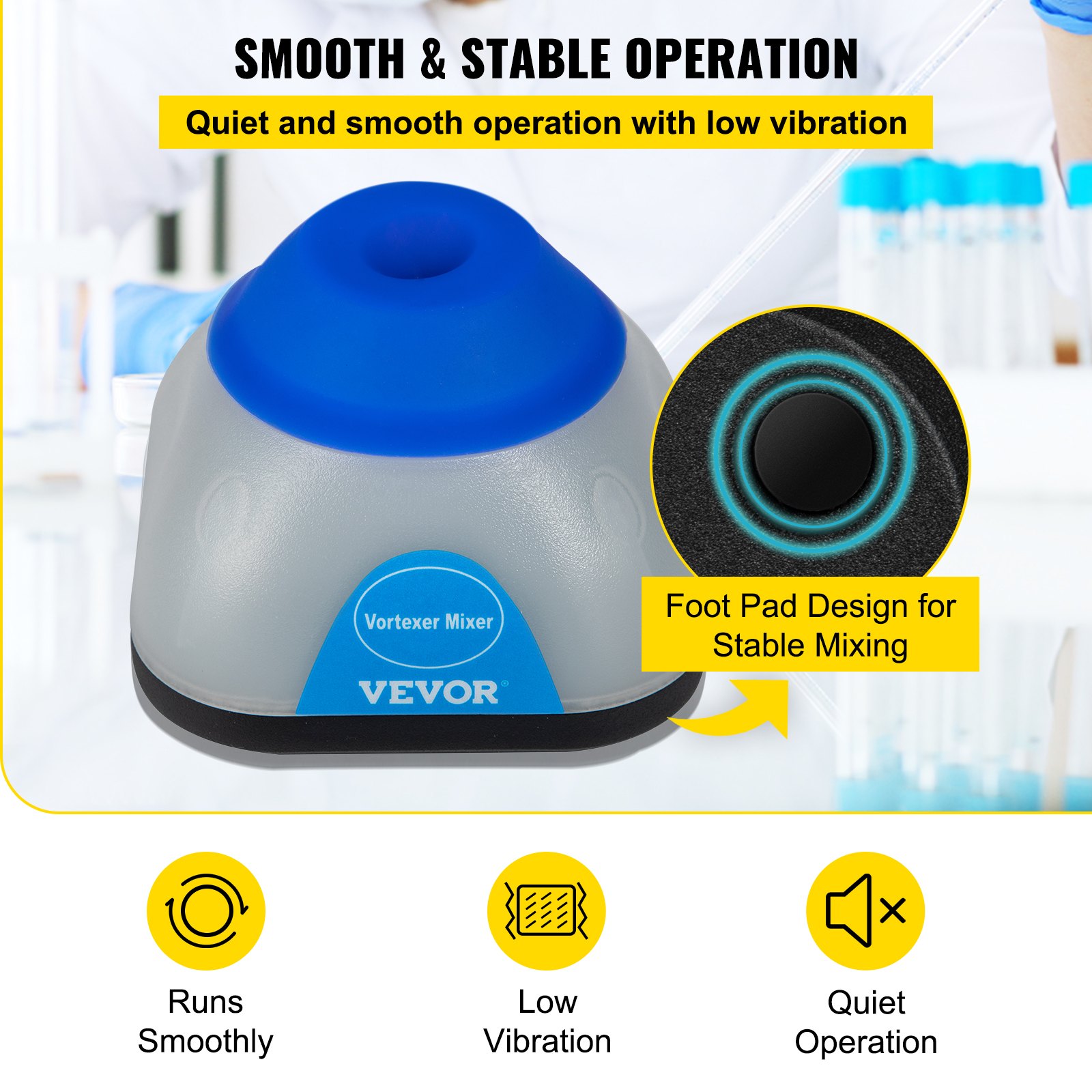 VEVOR Vortex Mixer, 3000rpm Mini Vortex Mixer Shaker, Touch Function ...
