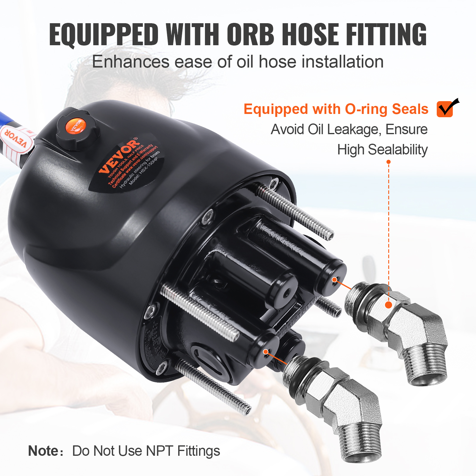 150HP Helm Hydraulic Outboard Steering Pump HH4314-3 | VEVOR US