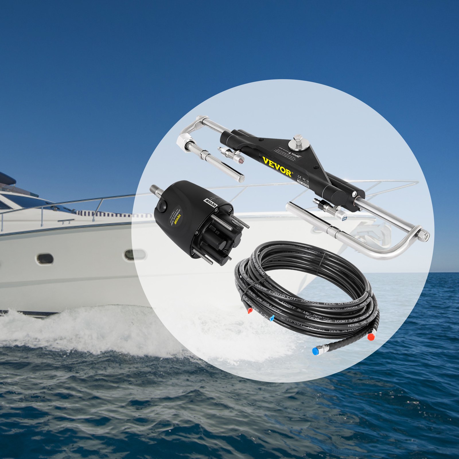 VEVOR 150HP Hydraulic Outboard Steering Kit Boat Marine System | VEVOR US