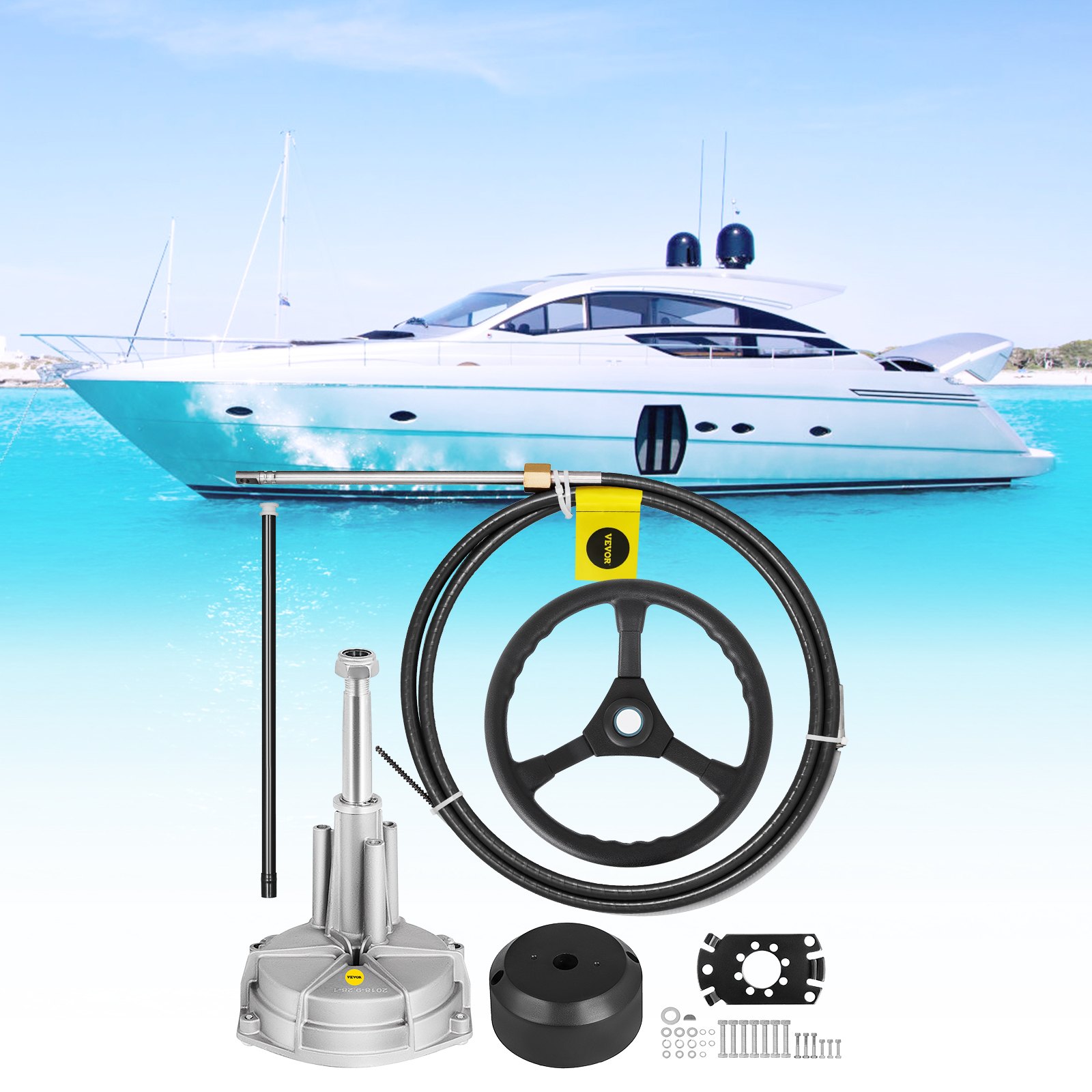 VEVOR Outboard Steering System 16' Outboard Steering Kit 16 Feet Boat ...