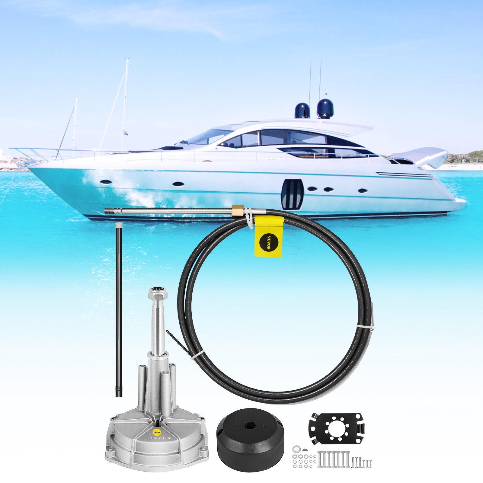 VEVOR Outboard Steering Kit 16' Boat Steering Cables 16 Feet Boat ...