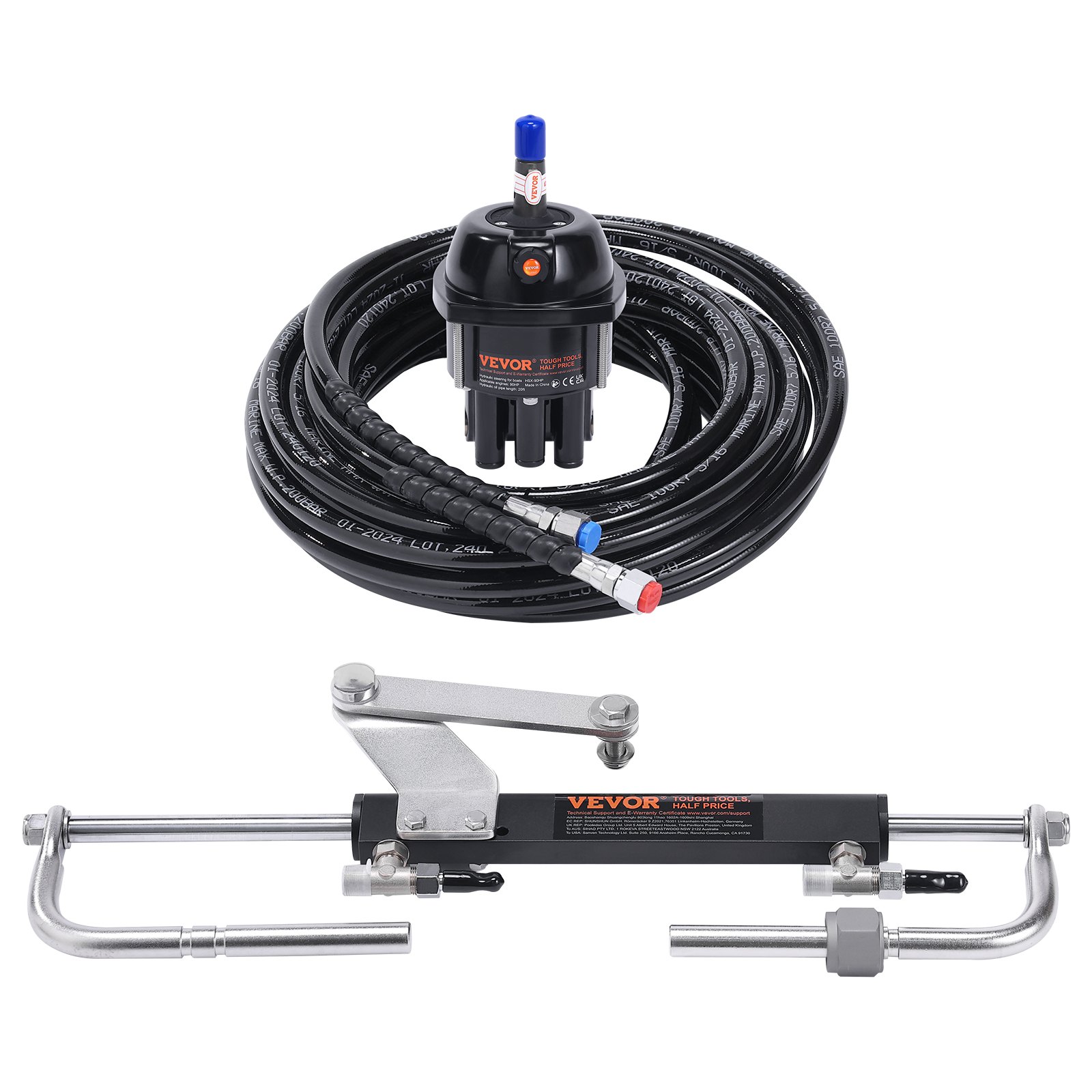 VEVOR Hydraulic Steering Kit 90HP Hydraulic Outboard Steering Kit with ...