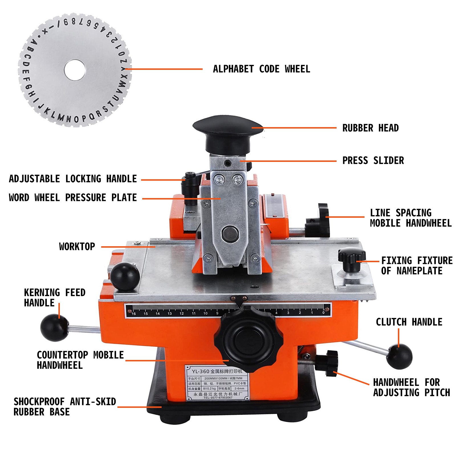 Embosser Stamping Machine Semi-auto Sheet 4mm Metal Marking Machine For ...