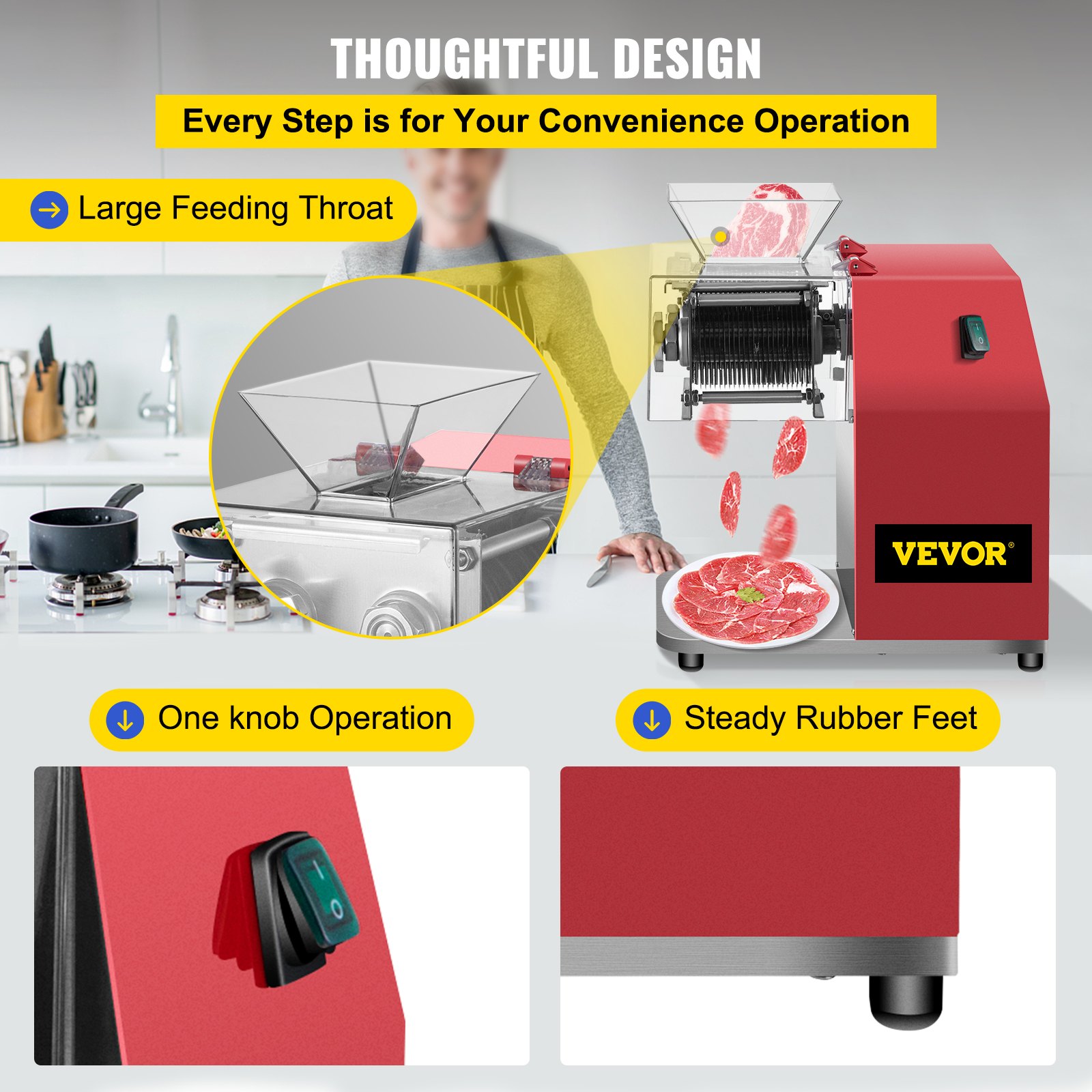 VEVOR Commercial Meat Cutting Machine, 551 Lbs/H 850W Meat Shredding ...