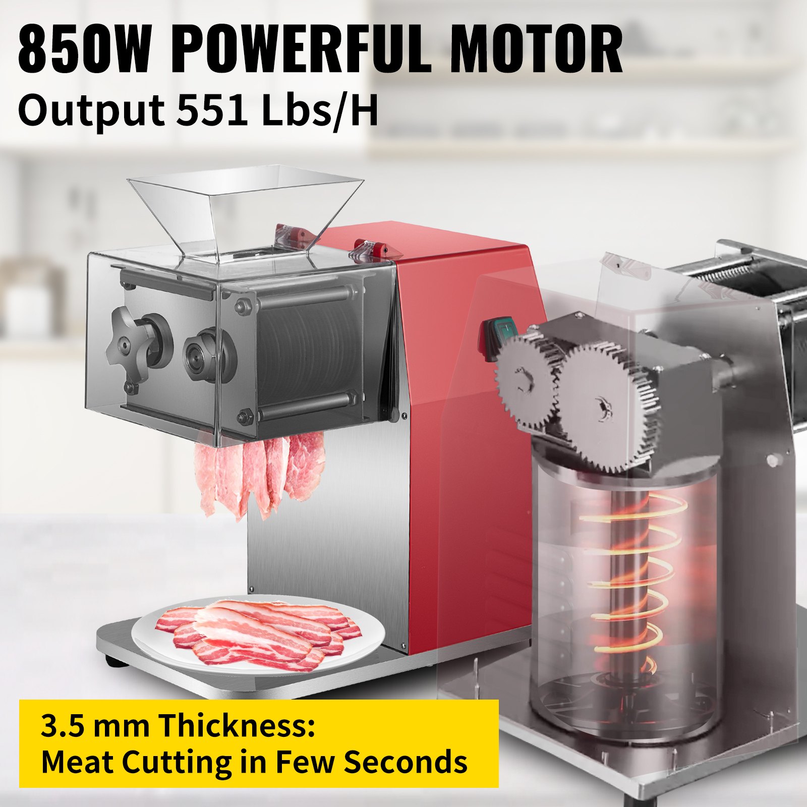 Vevor 250kg/h Meat Cutting Machine Commercial Meat Cutter Slicer 3.5mm ...