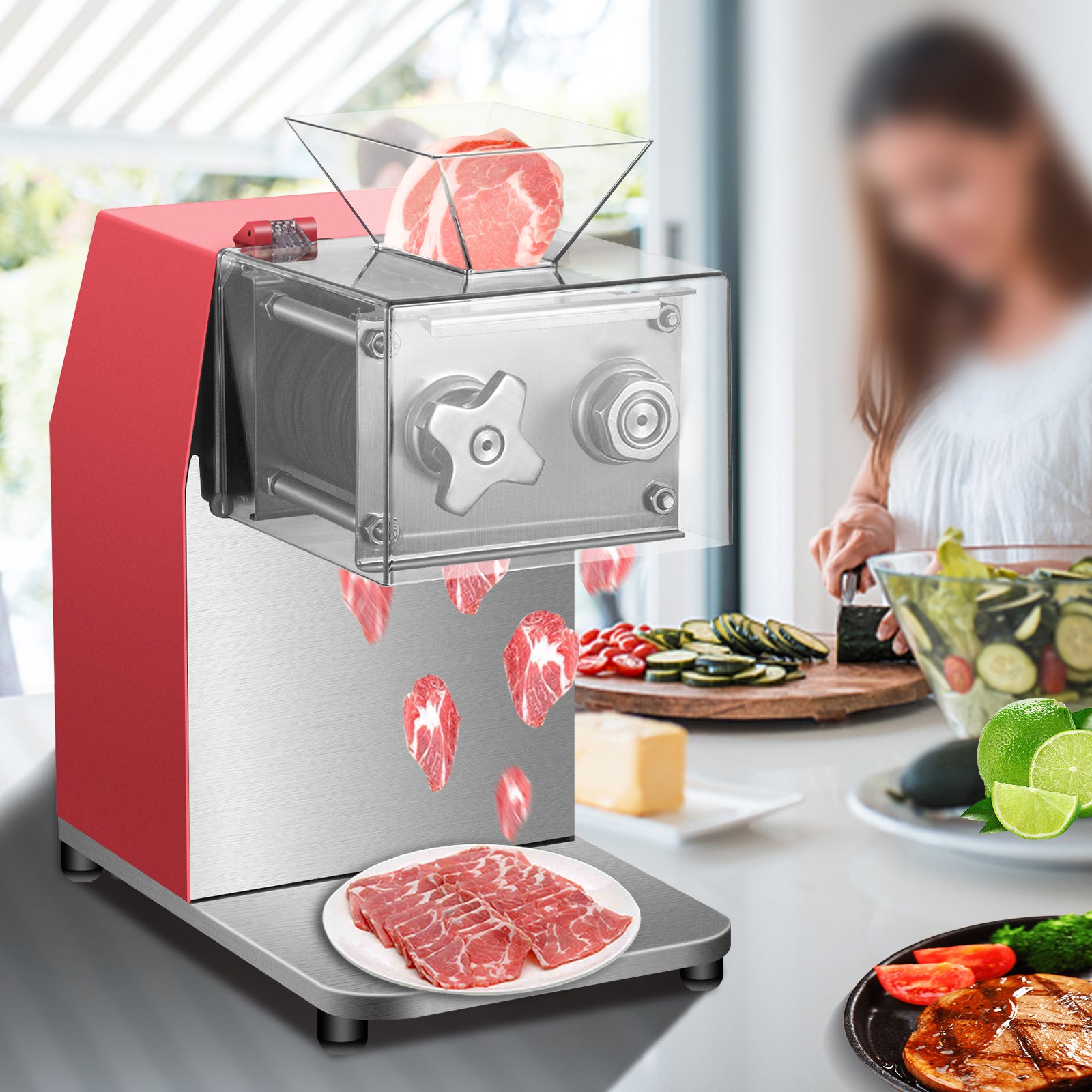 VEVOR Commercial Meat Cutting Machine, 551 Lbs/H 850W Meat Shredding ...