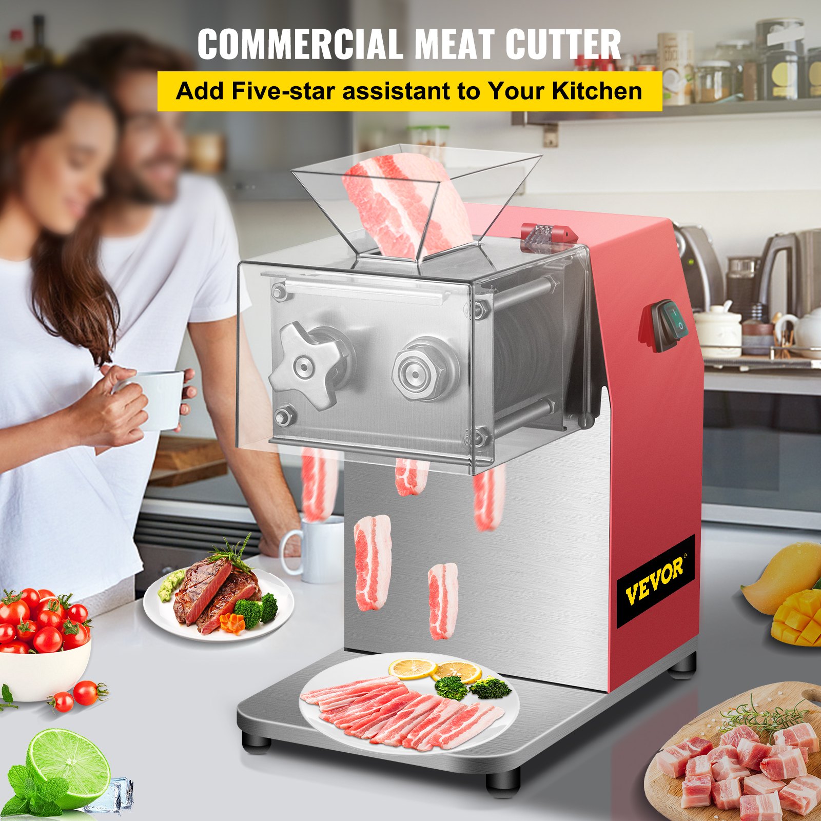 VEVOR Commercial Meat Cutting Machine, 551 Lbs/H 850W Meat Shredding ...