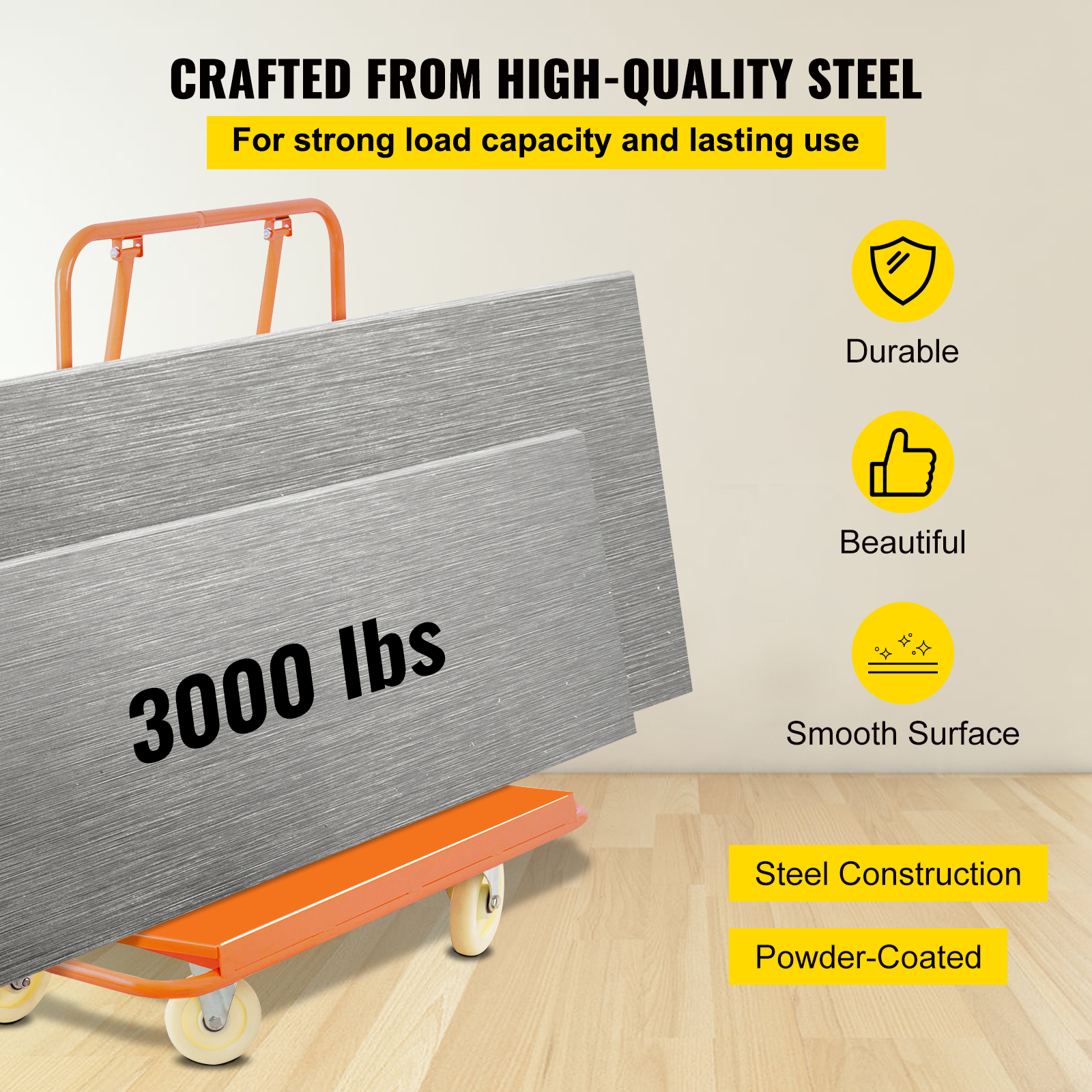 VEVOR VEVOR Hand Truck Trolley Drywall Cart 1360KG Weight Capacity ...