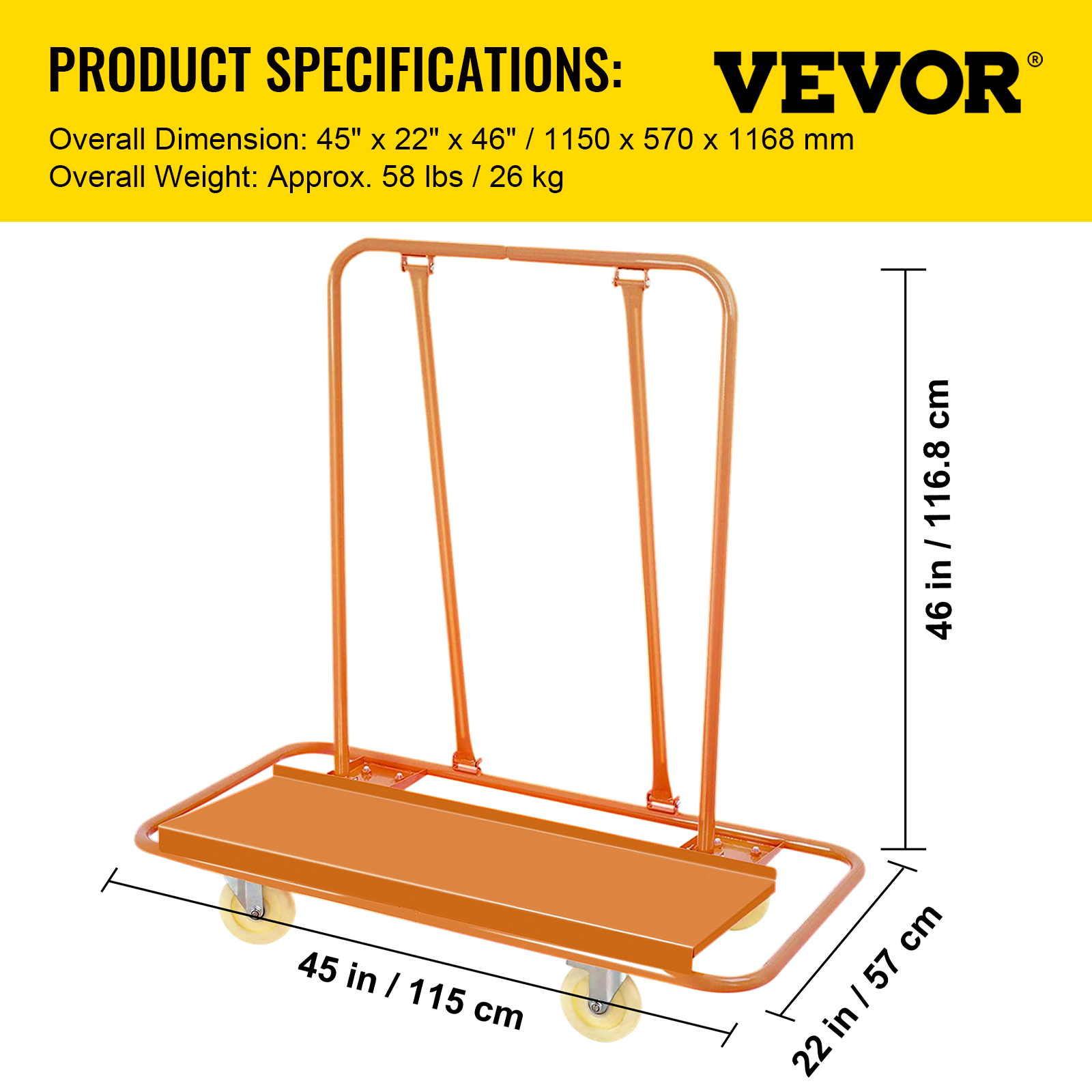 Drywall Cart 3000lbs Capacity Dolly Handling Sheetrock Sheet Panel ...