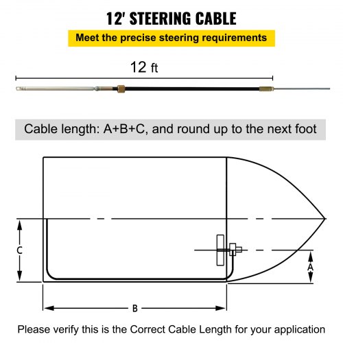 VEVOR Boat Steering Cable 12' Outboard Steering Cable 12 Feet ...