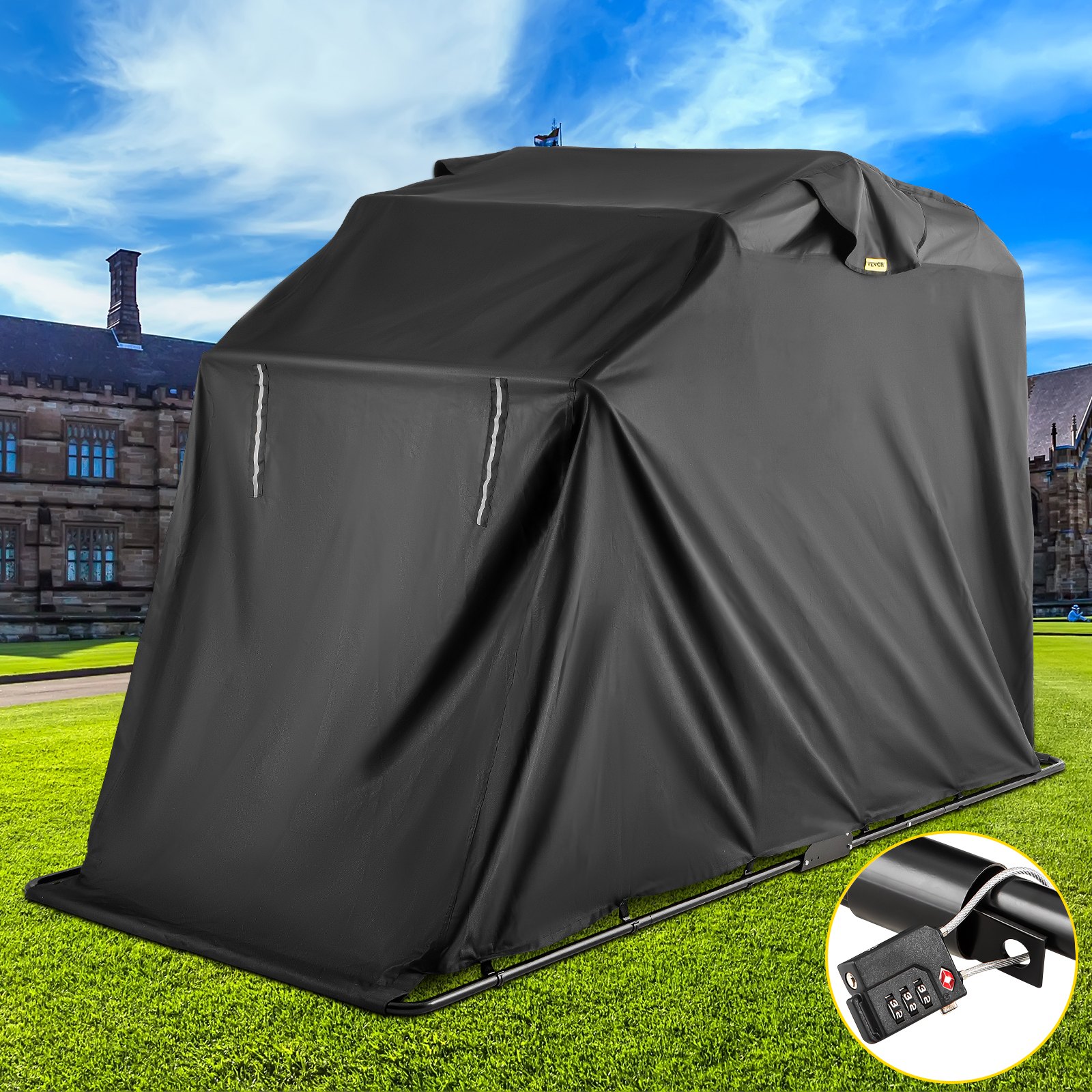 VEVOR Motorcycle Shelter, Waterproof Motorcycle Cover, Heavy Duty ...