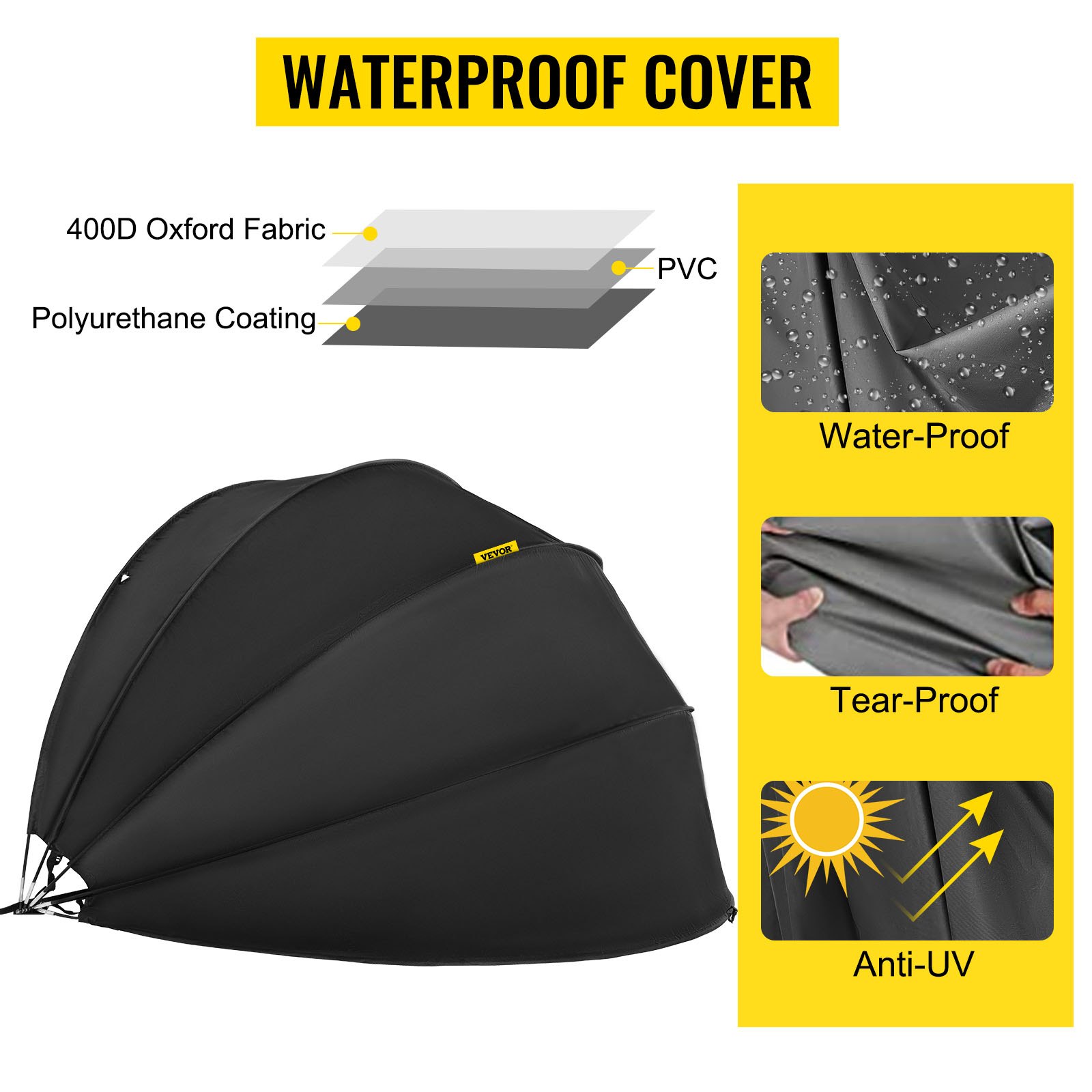 VEVOR Waterproof Motorcycle Cover, Motorcycle Shelter, Heavy Duty ...