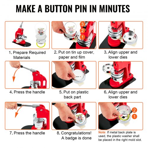 VEVOR 500 Sets 1.25 inch 32mm Pin Back Button Parts for Button Maker ...