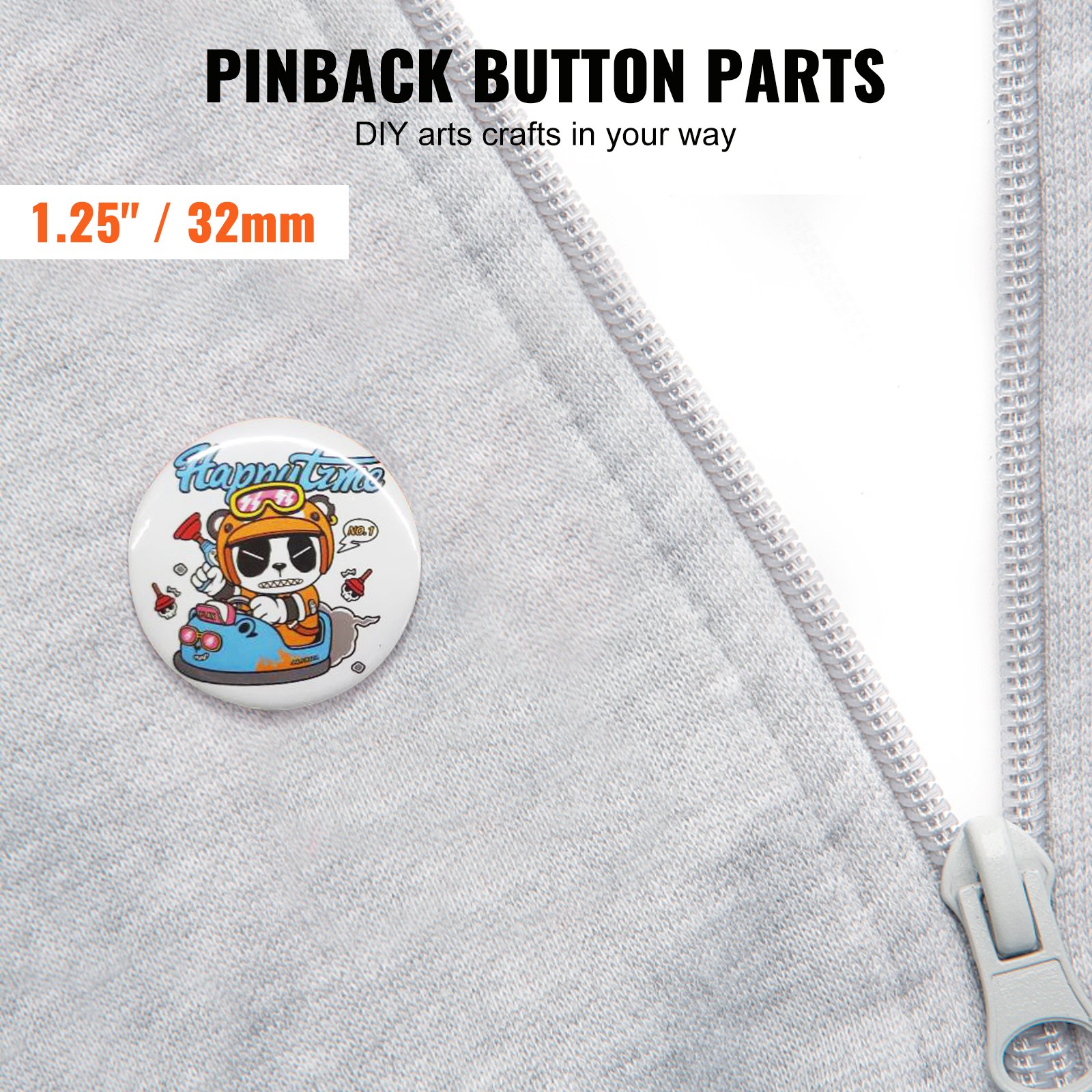 VEVOR 500 Sets 1.25 inch 32mm Pin Back Button Parts for Button Maker ...