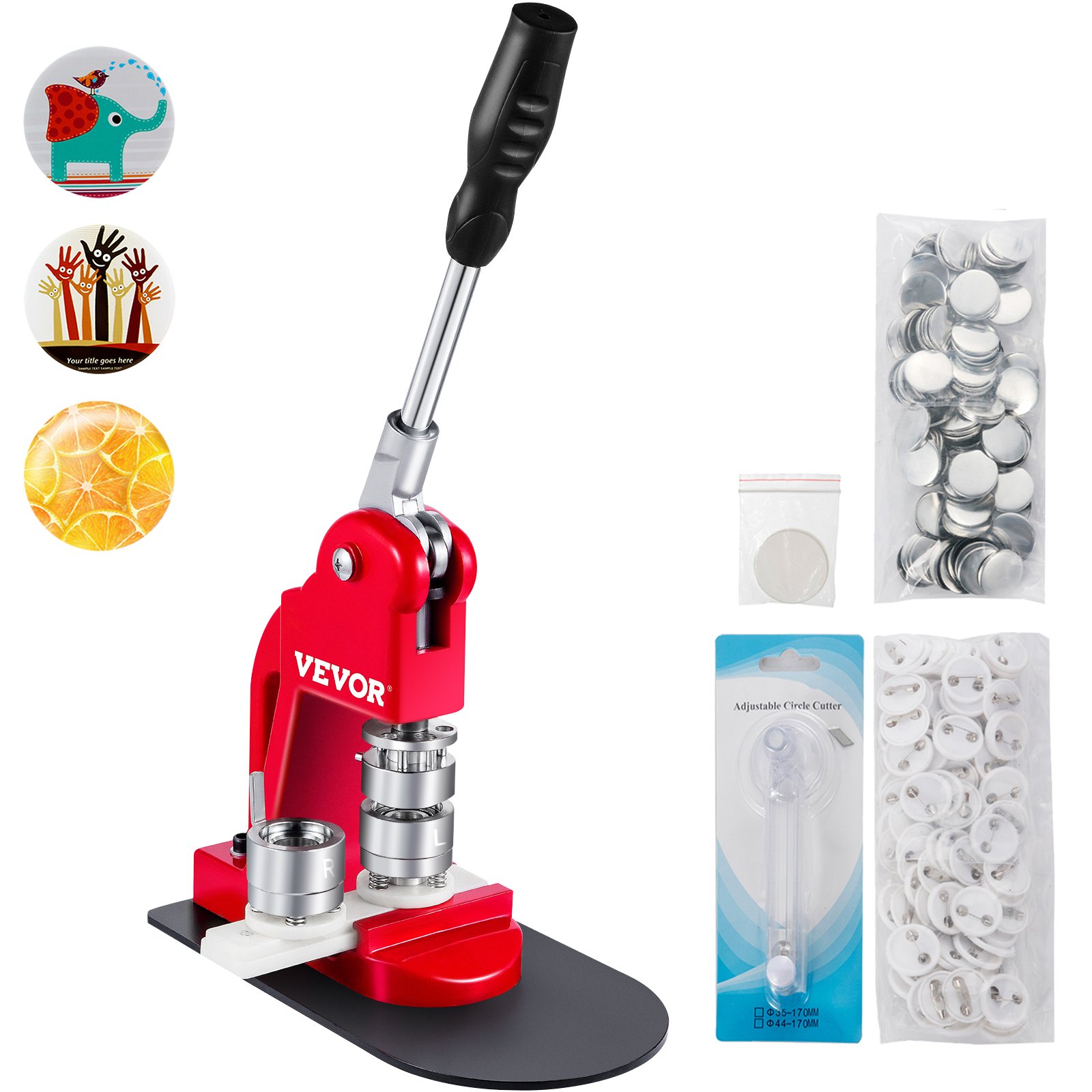 VEVOR 1" 25mm Button Maker Machine + 500 Buttons Badge Maker Aluminium ...