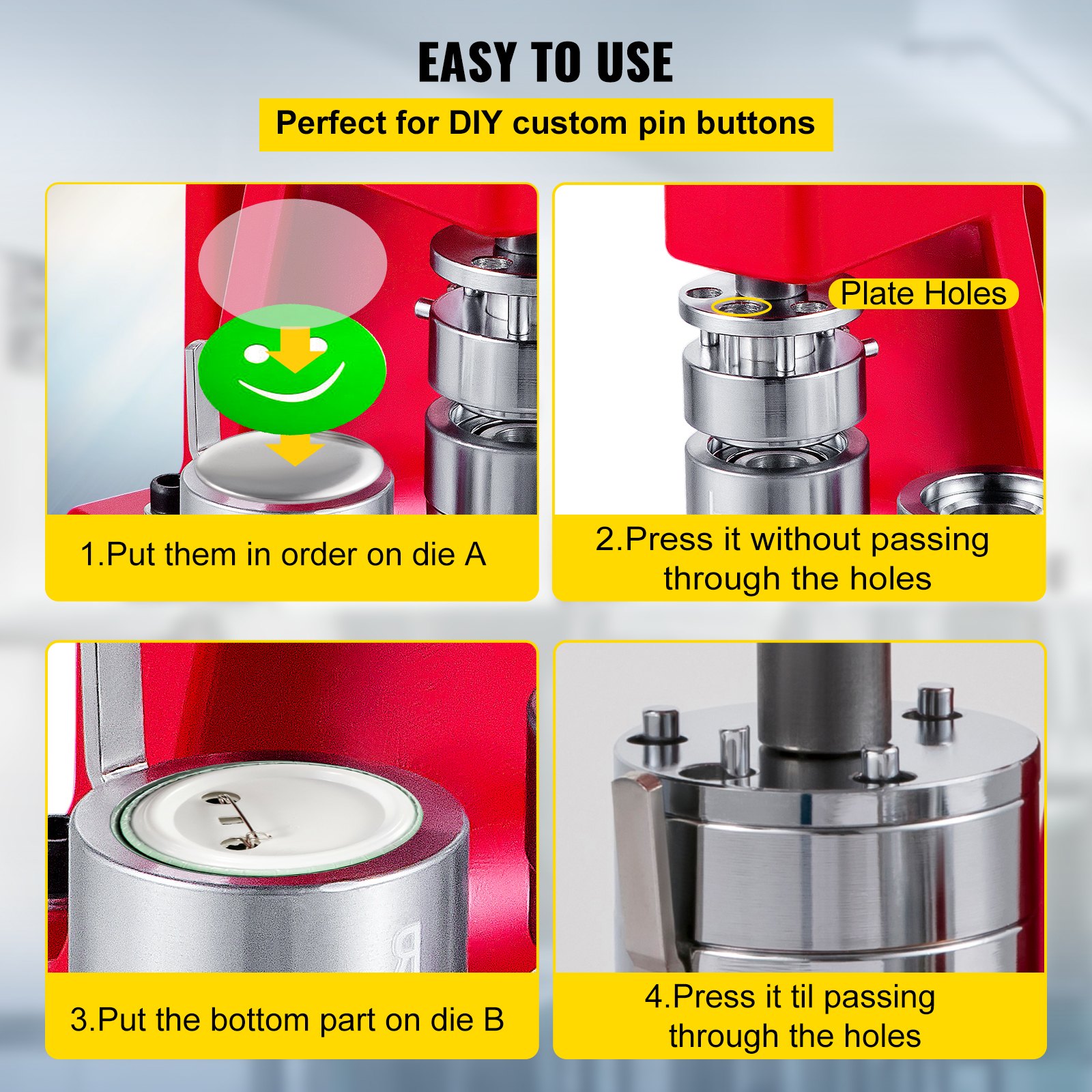 VEVOR Button Maker 1in/25mm Button Badge Maker 1000 Button Parts ...
