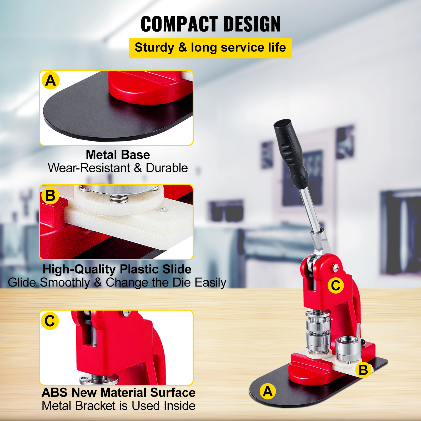 VEVOR Button Maker 1in/25mm Button Badge Maker 1000 Button Parts ...