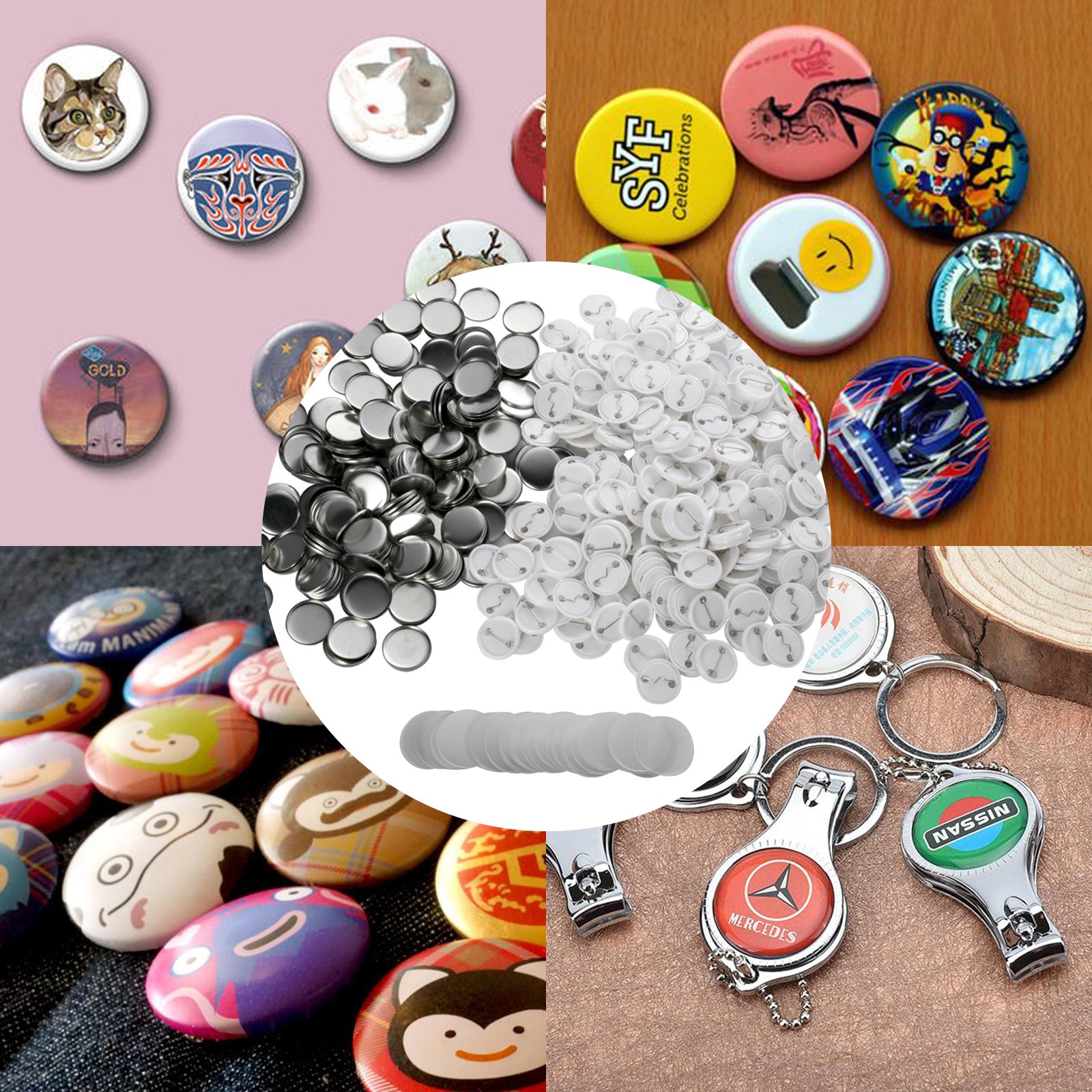 VEVOR Button Parts for Button Maker 500 Sets Button Badge Parts 32 mm ...