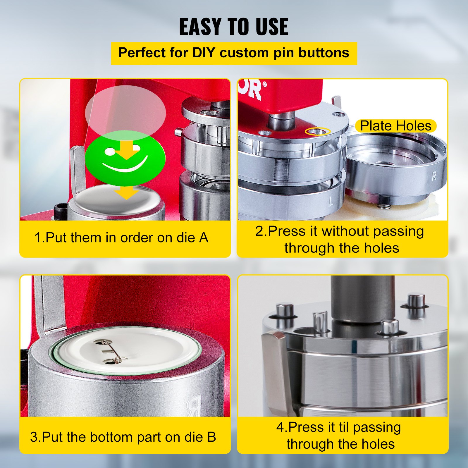 VEVOR Button Maker 3in/75mm Button Badge Maker 500 Button Parts ...