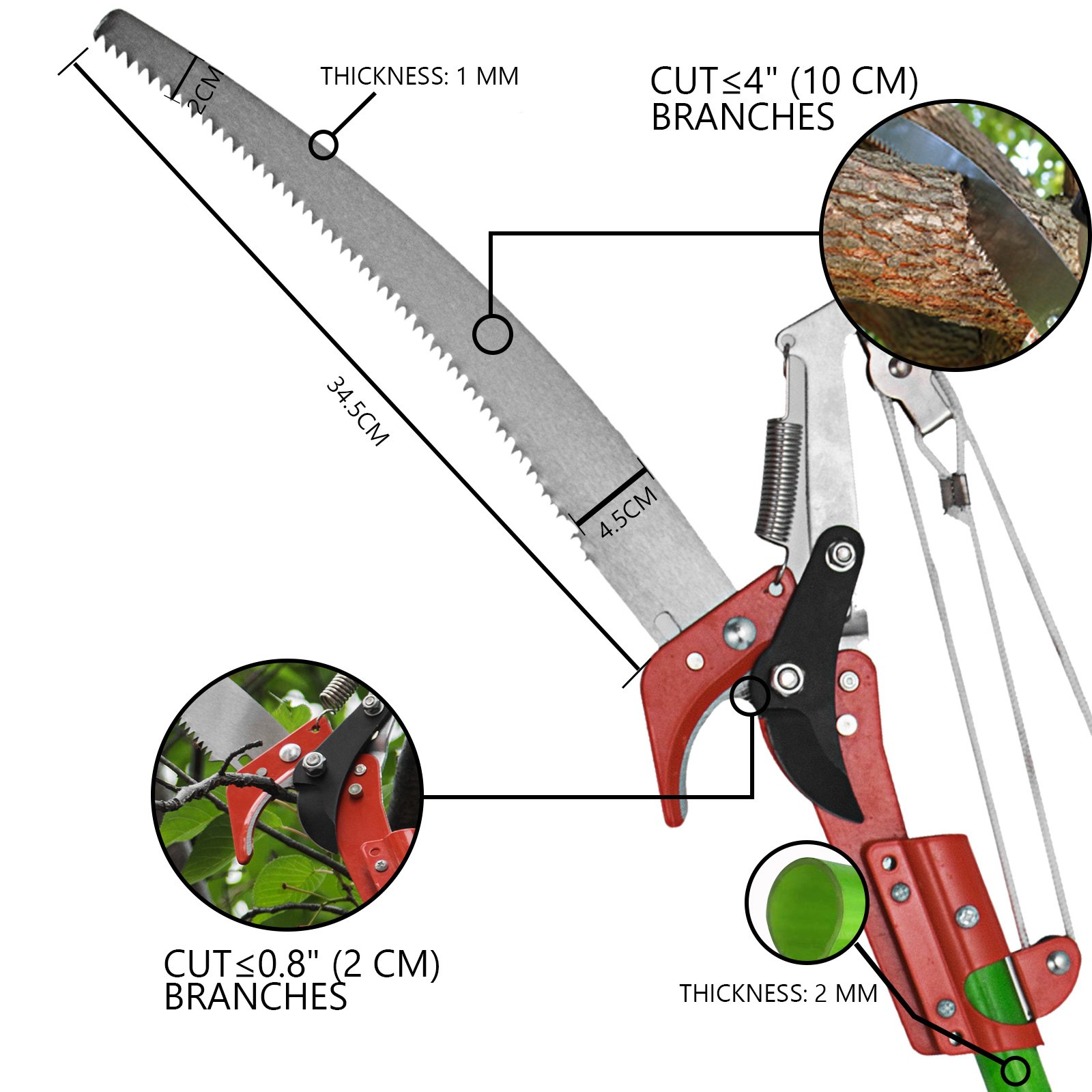 26ft Tree Pruner Pole Saw Tree Trimmer Saw Telescopic Tree Saw Shipping ...