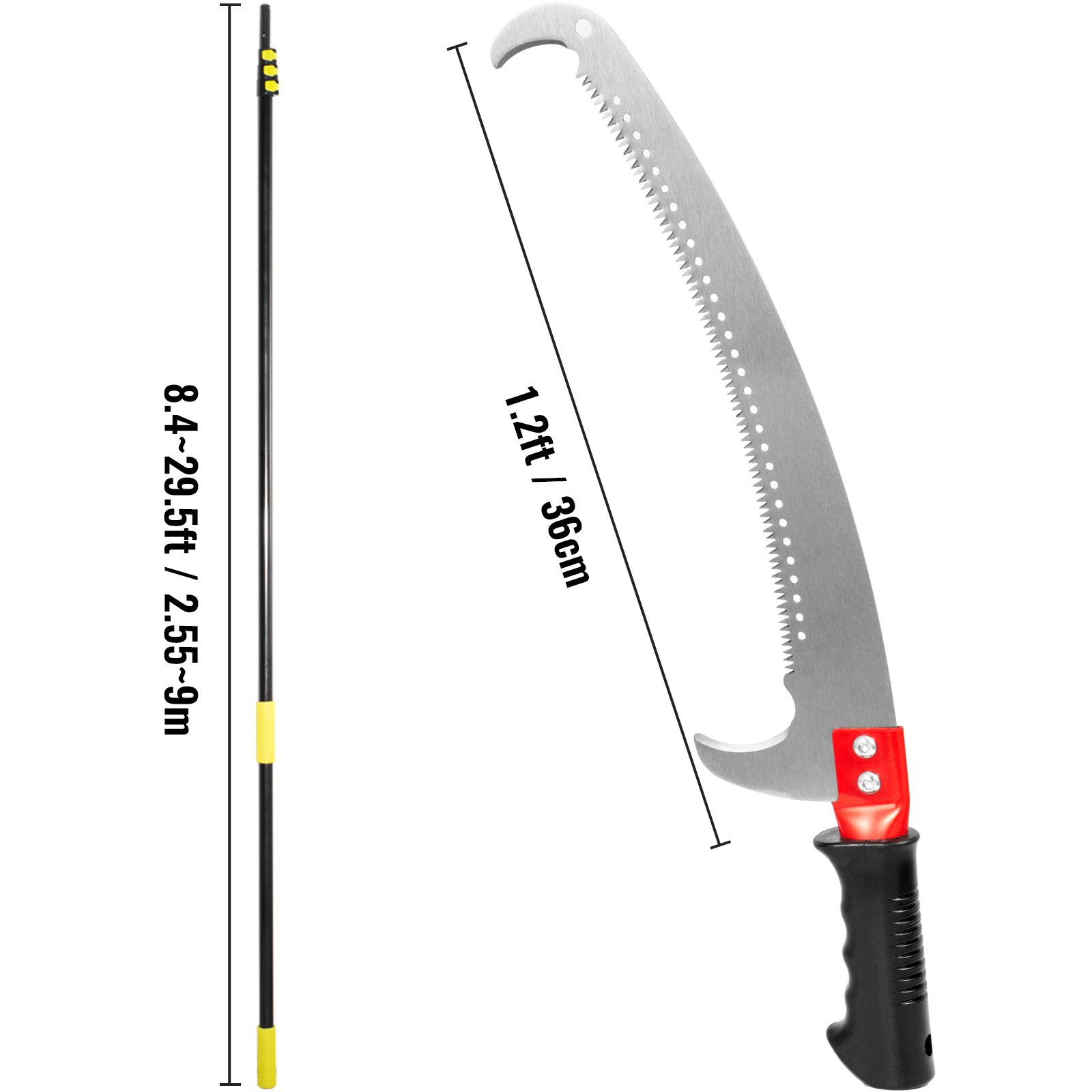 VEVOR Pole Saws For Tree Trimming, 29.5 Foot Pruning Saws, 2 Foot Saw ...