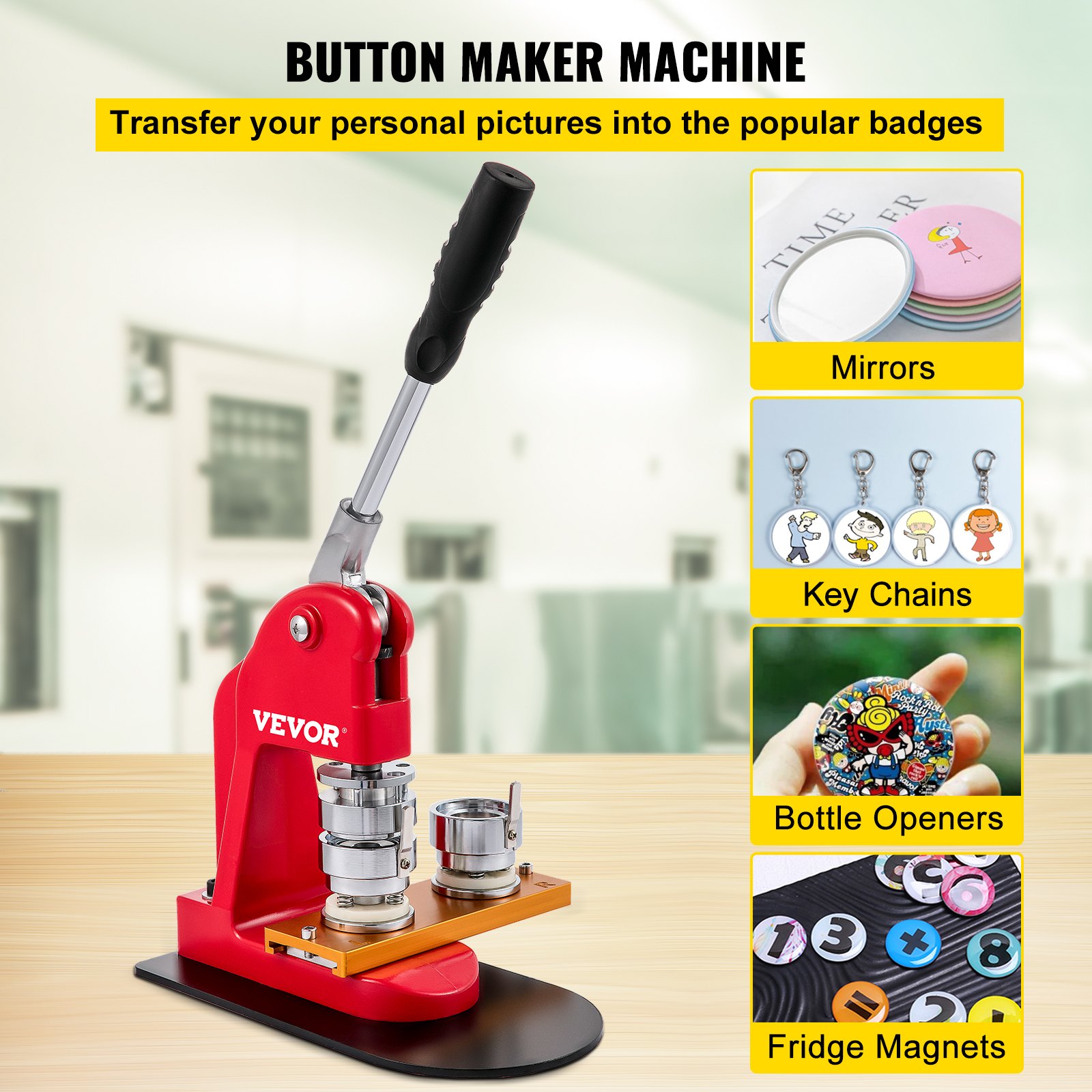 VEVOR Button Maker Button Making Machine 1.5in / 37mm 500 Parts ...