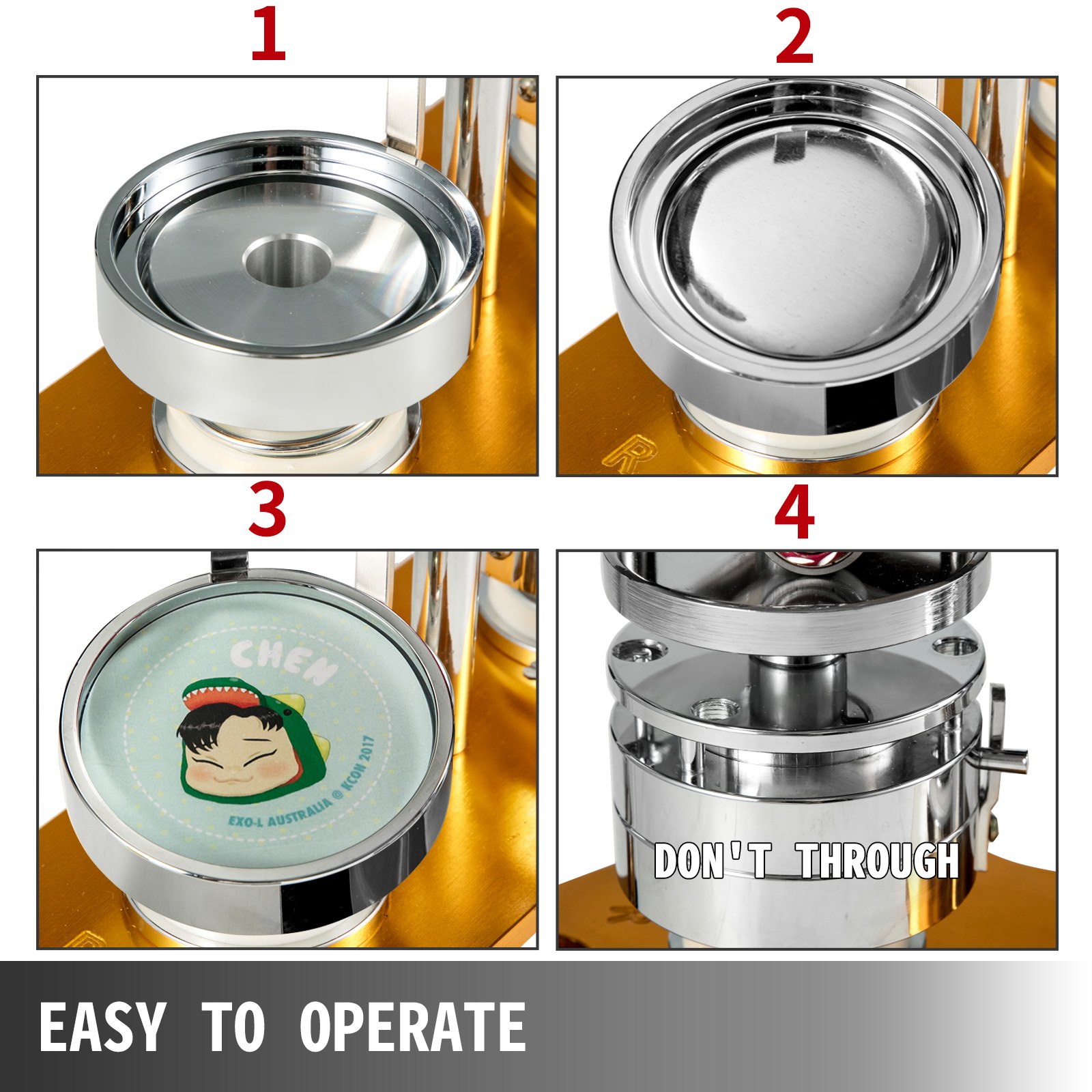 58mm(2.3'') Button Badge Maker Press Machine 200pcs Metal Slid Rope ...