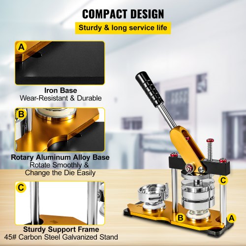 VEVOR Button Maker 75mm Rotate Button Maker 3inch Badge Maker Punch ...