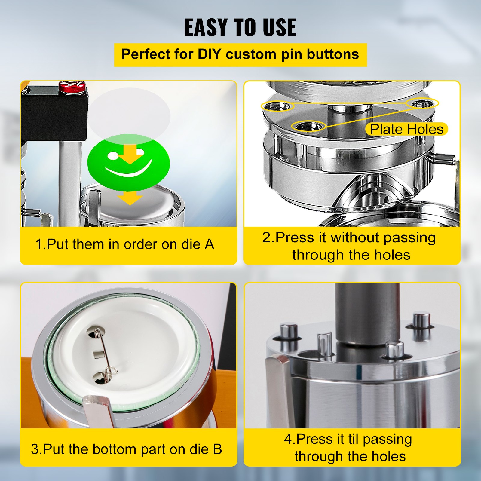 VEVOR Button Maker 75mm Rotate Button Maker 3inch Badge Maker Punch ...