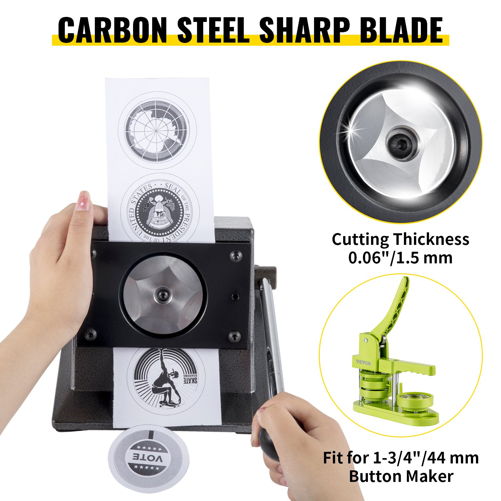VEVOR Graphic Punch Die Cutter 1-3/4"/44mm Round Punch Die Cutter Cast ...