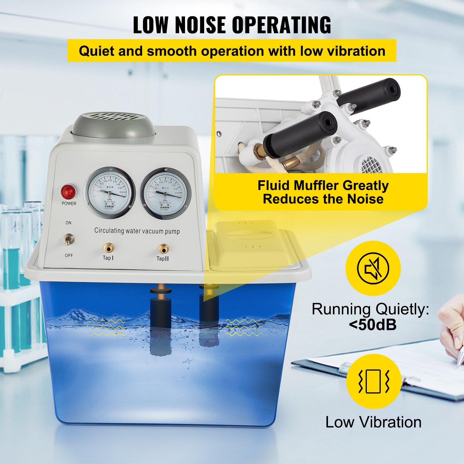 VEVOR Lab Multi-Purpose Water Circulating Vacuum Pump,15L, with 2 Off ...