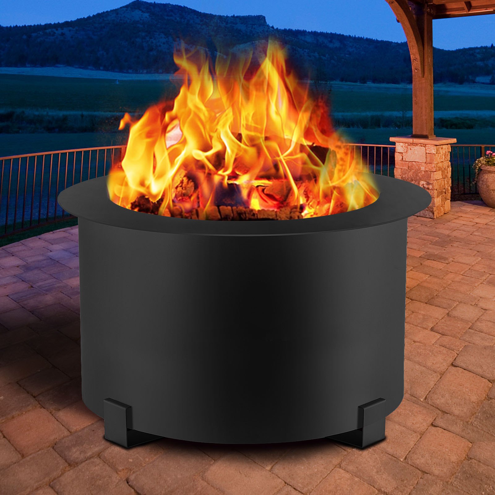 VEVOR Smokeless Fire Pit, Carbon Steel Stove Bonfire, Large 21.5 inch ...