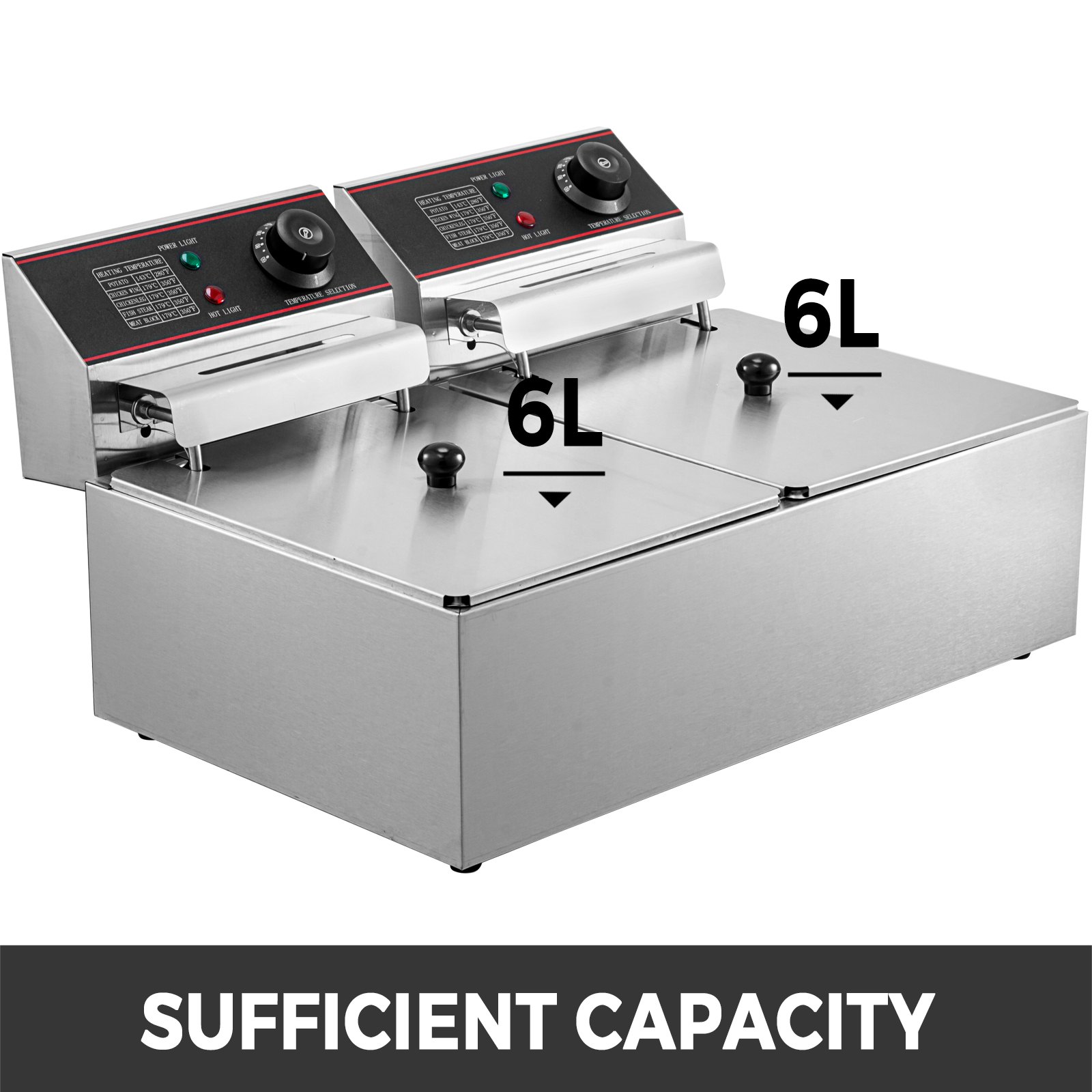 VEVOR VEVOR Commercial Deep Fryer 12L Electric Fryer 5000W Twin Basket ...