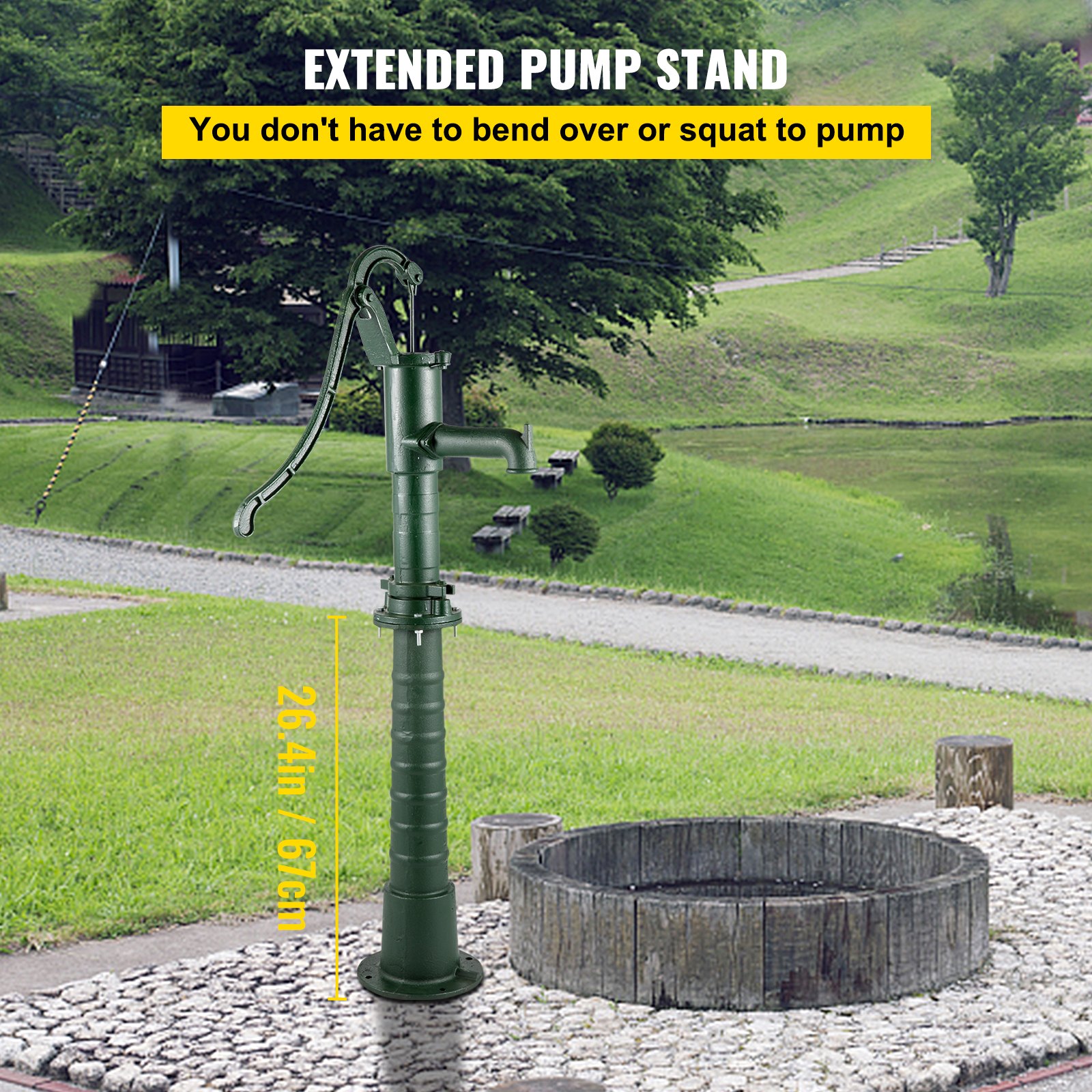 VEVOR Hand Water Pump w/ Stand, 15.7 x 9.4 x 51.6 inch Pitcher Pump& 26 ...