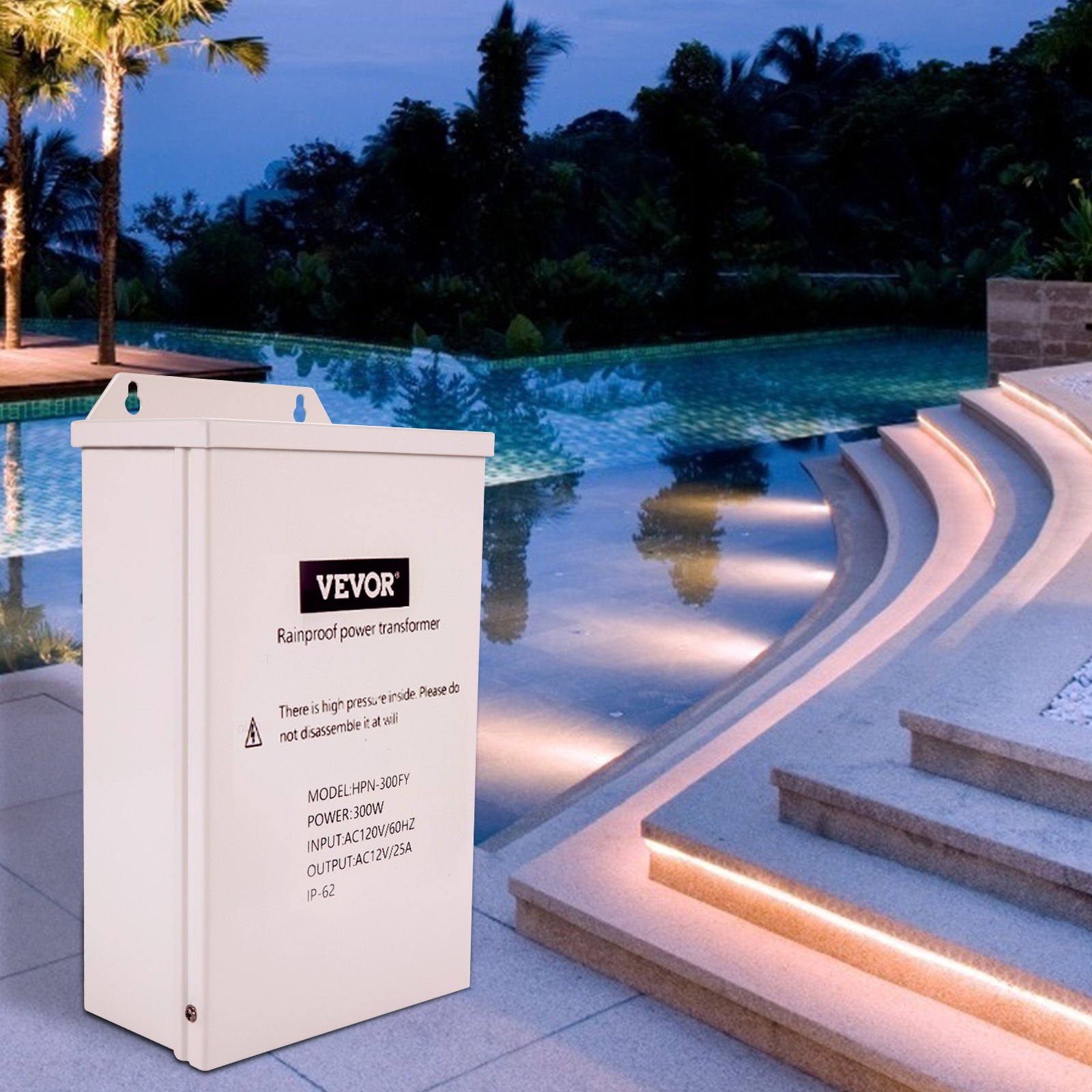 VEVOR Pool Light Transformer, 300 Watt Outdoor Landscape Lighting ...