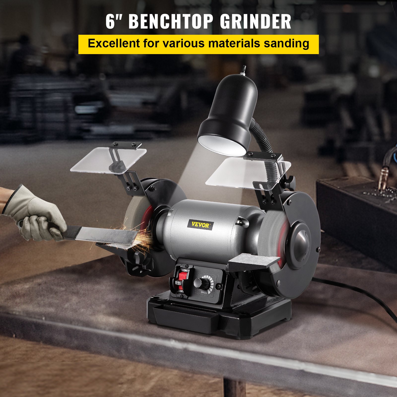 VEVOR 6 inch Bench Grinder, 750W 1 HP Motor, Variable-Speed Benchtop ...