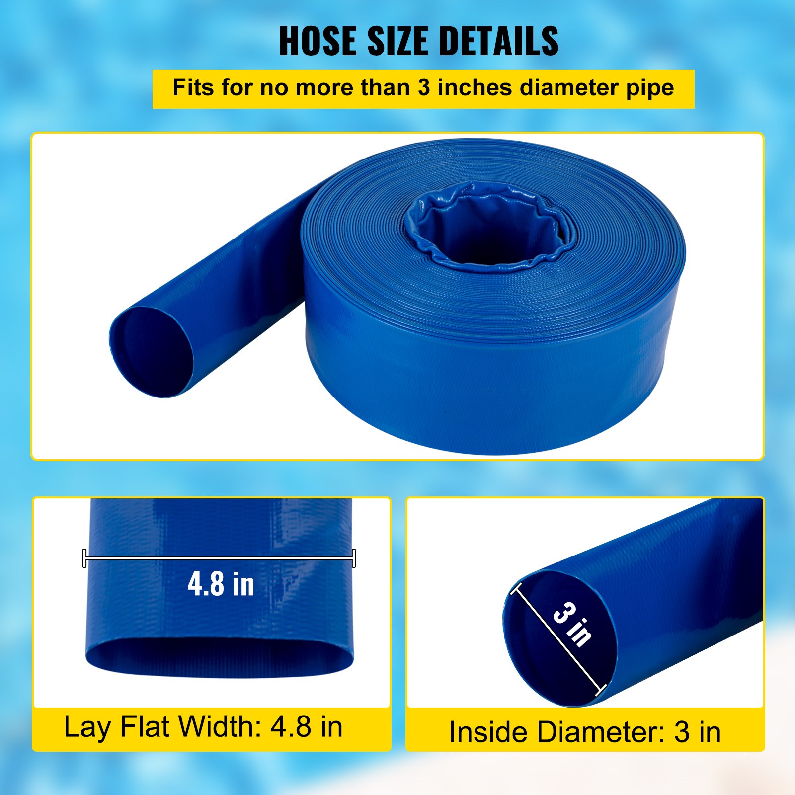 1 Inch PVC Discharge Hose 1" X 25FT PVC Pool Backwash Hose With Clamps ...