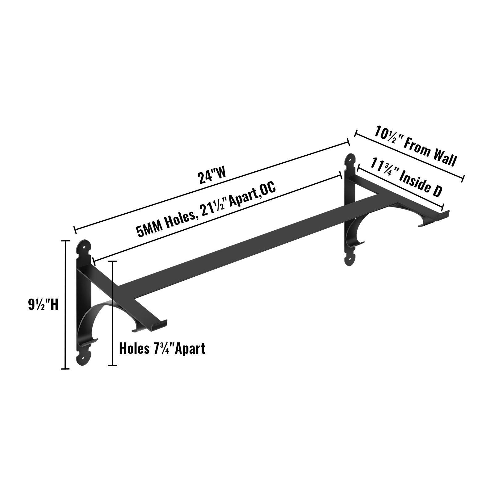 VEVOR Window Box Brackets 88lbs Planter Box Brackets 24 x 10.5 x 10 in ...