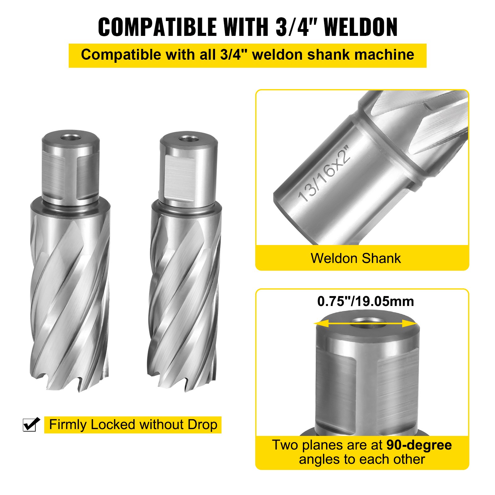 VEVOR Annular Cutter Set, 6 pcs 3/4" Weldon Shank, 2" Cutting Depth and ...