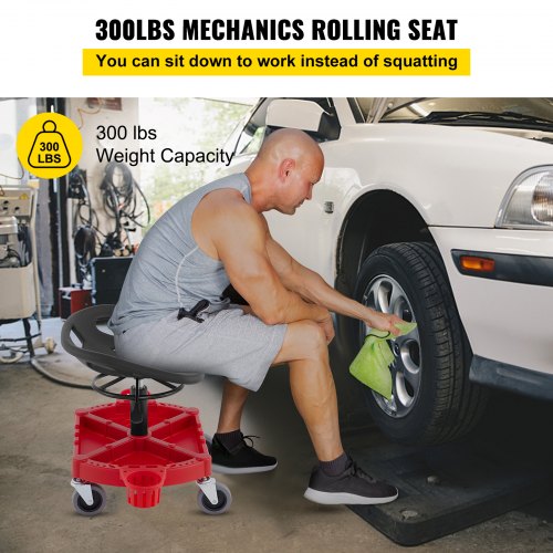 VEVOR Shop Stool Mechanics Rolling Seat 4" Wheels Adjustable Height ...