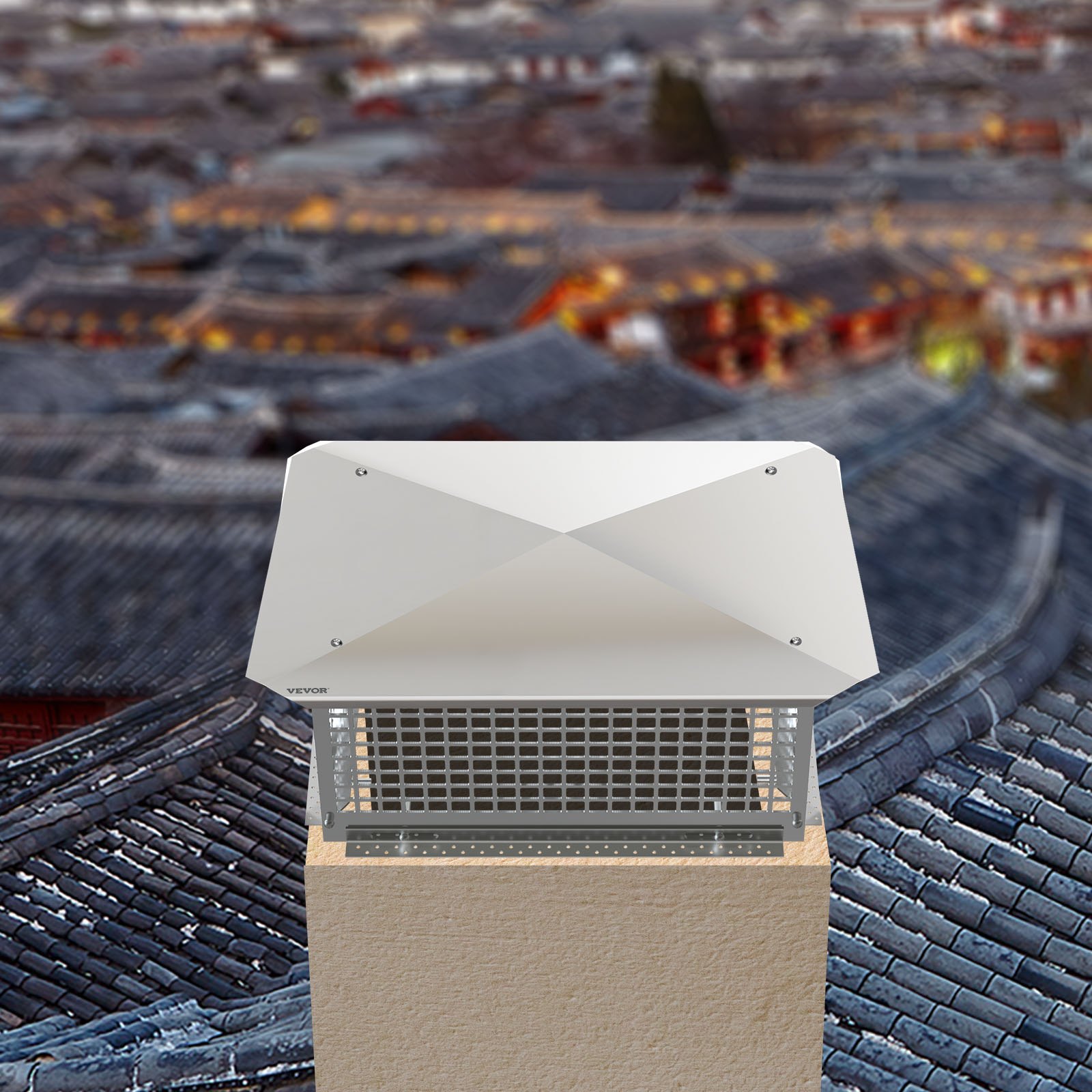 VEVOR Chimney Cap, 13" x 24" Flue Caps, 304 Stainless Steel Fireplace ...